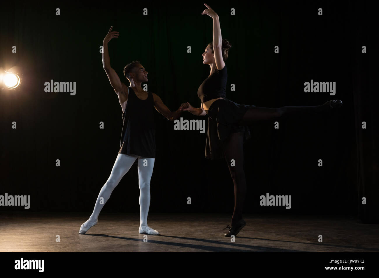 Ballet partners practicing ballet dance in stage Stock Photo - Alamy