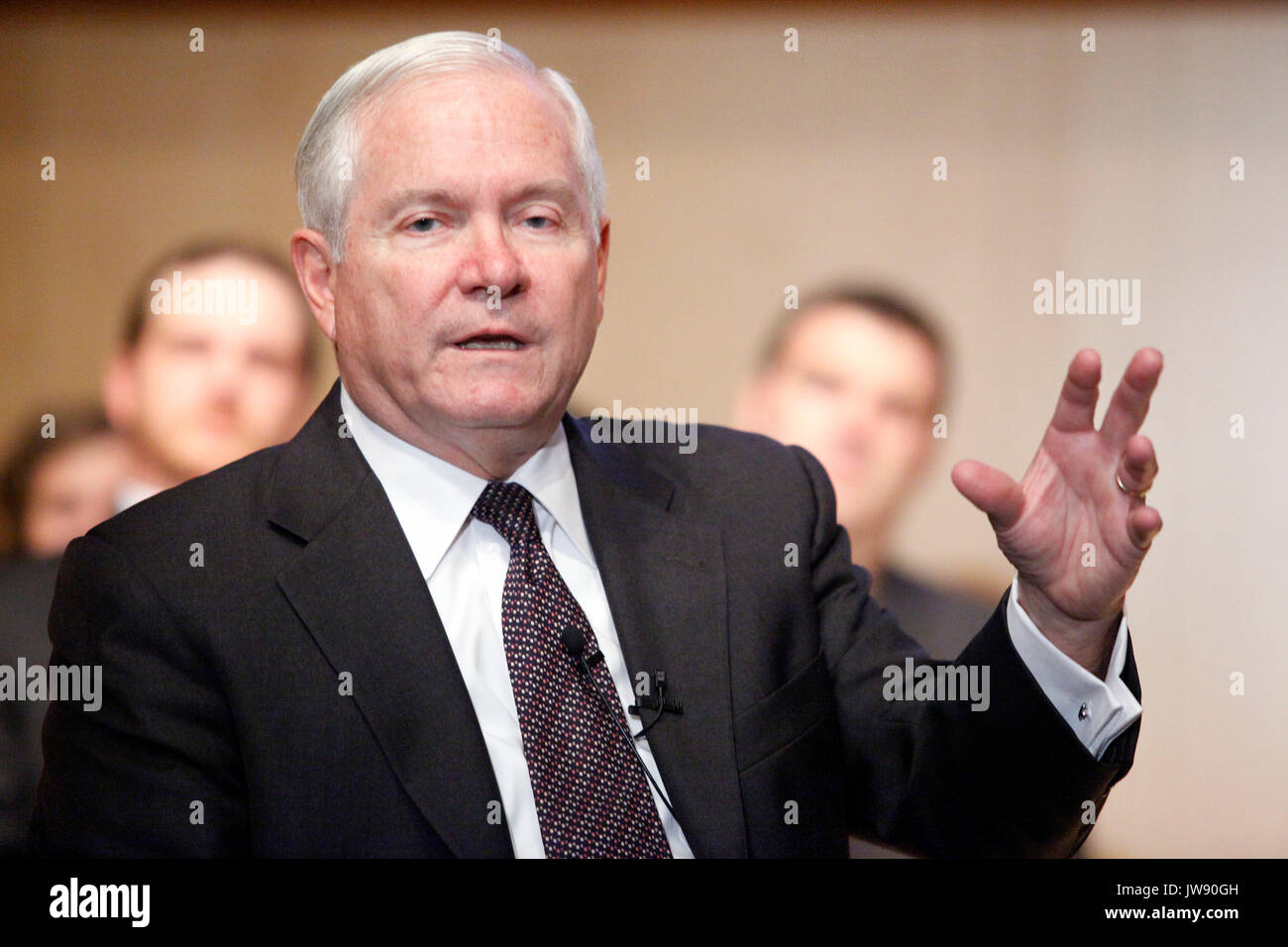 Robert M Gates pictured during a conversation at the National ...