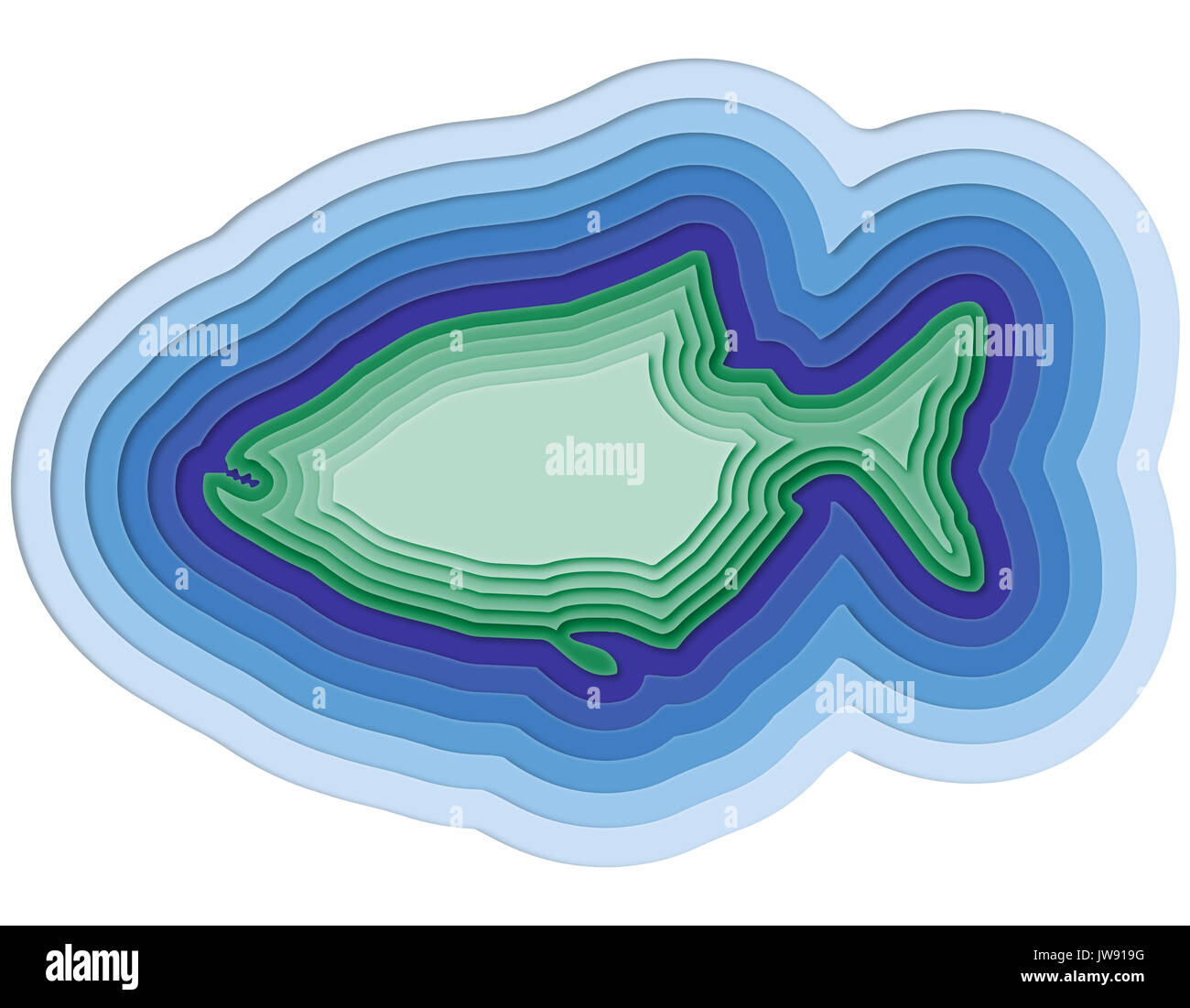 illustration of a layered fish in the sea Stock Photo - Alamy