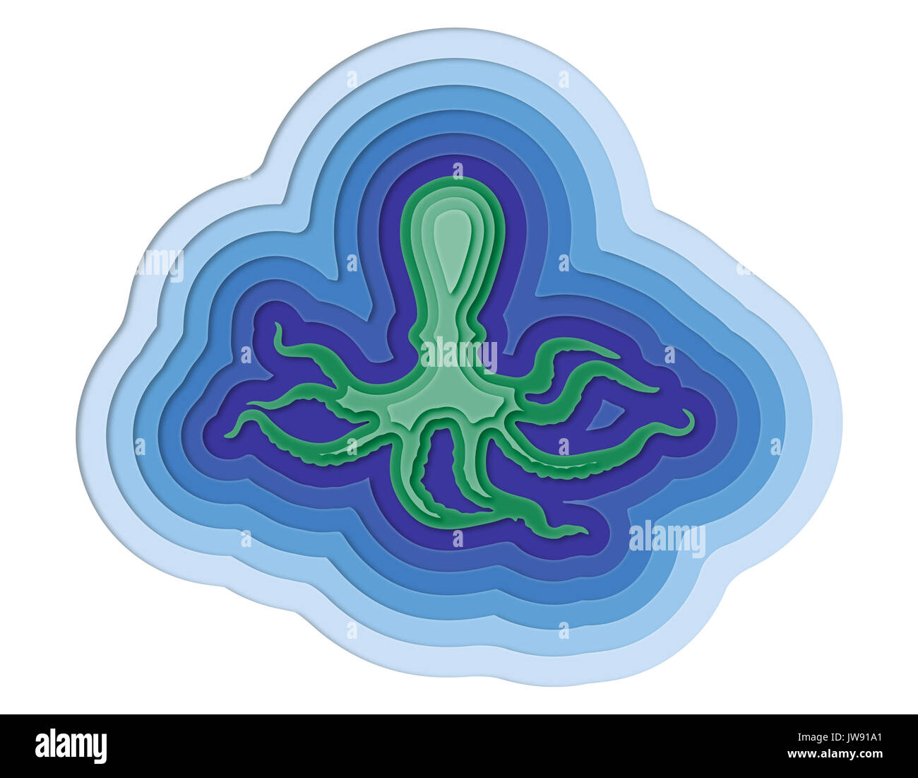 illustration of a layered octopus in the sea Stock Photo - Alamy
