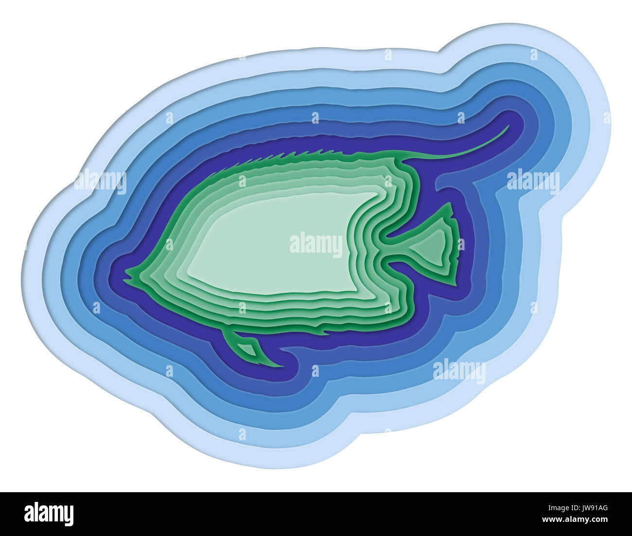 illustration of a layered fish in the sea Stock Photo - Alamy