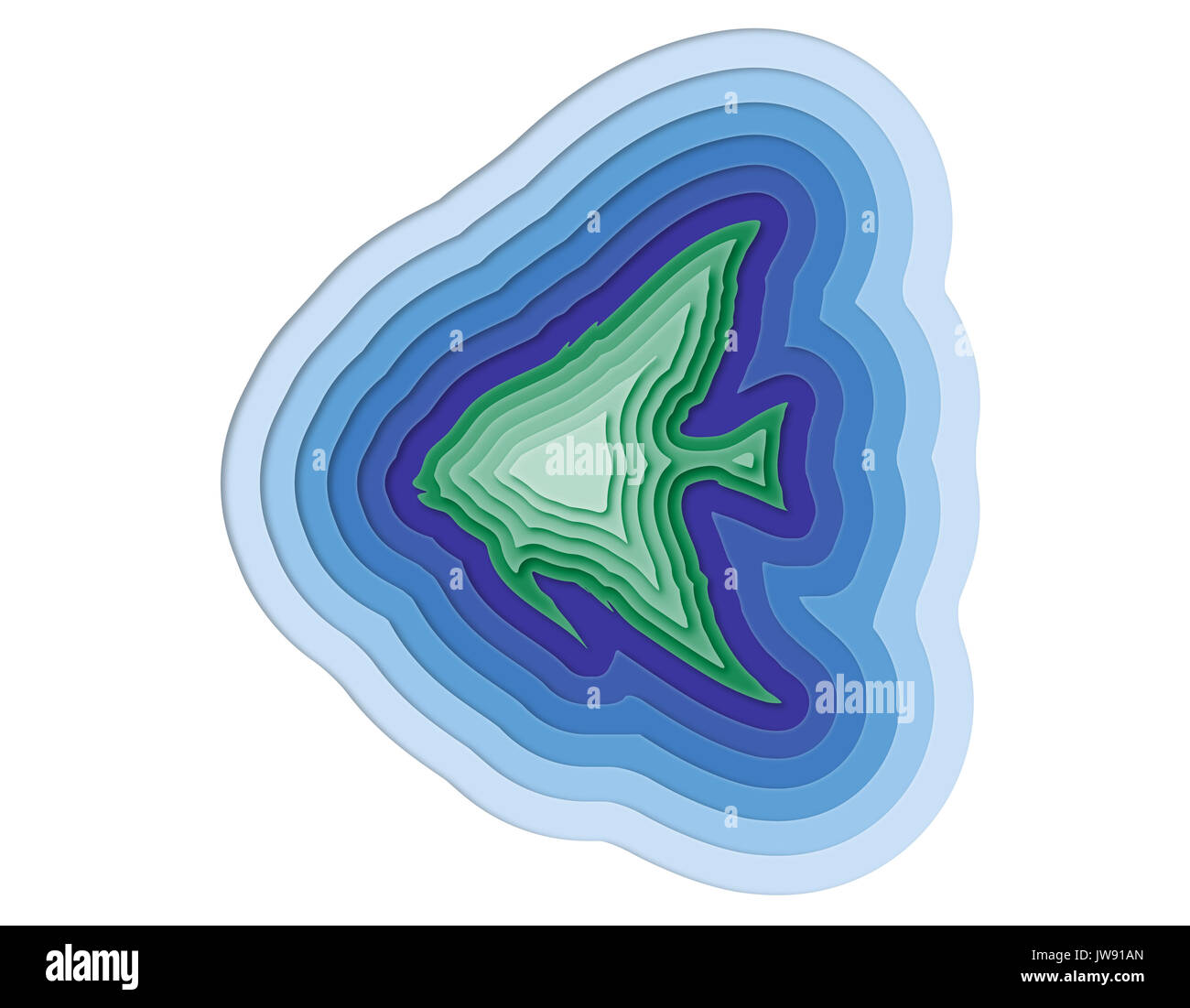 illustration of a layered fish in the sea Stock Photo - Alamy