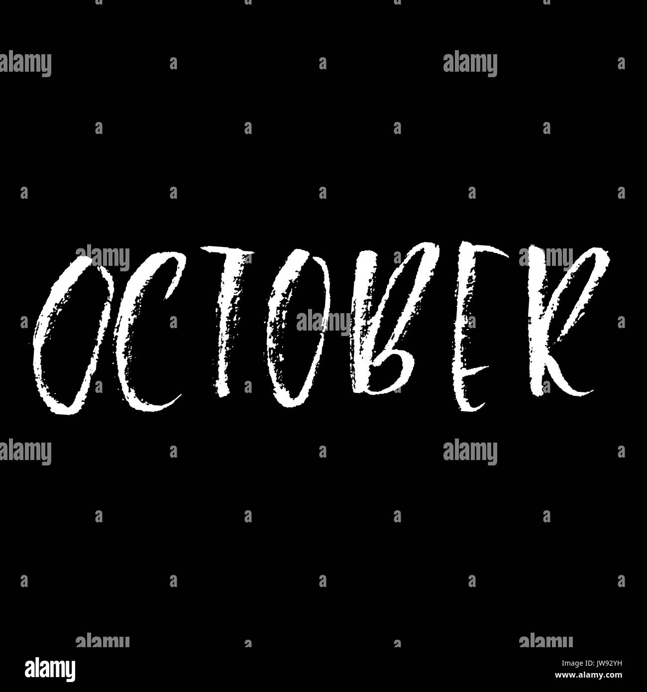 Hand drawn typography lettering. October. Month inscription. Vector ...