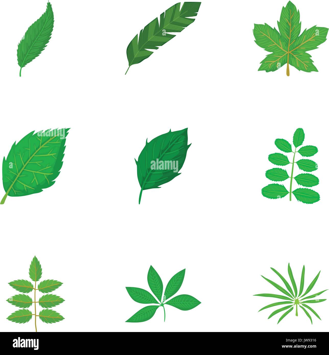 Green leaf icons set, cartoon style Stock Vector Image & Art - Alamy