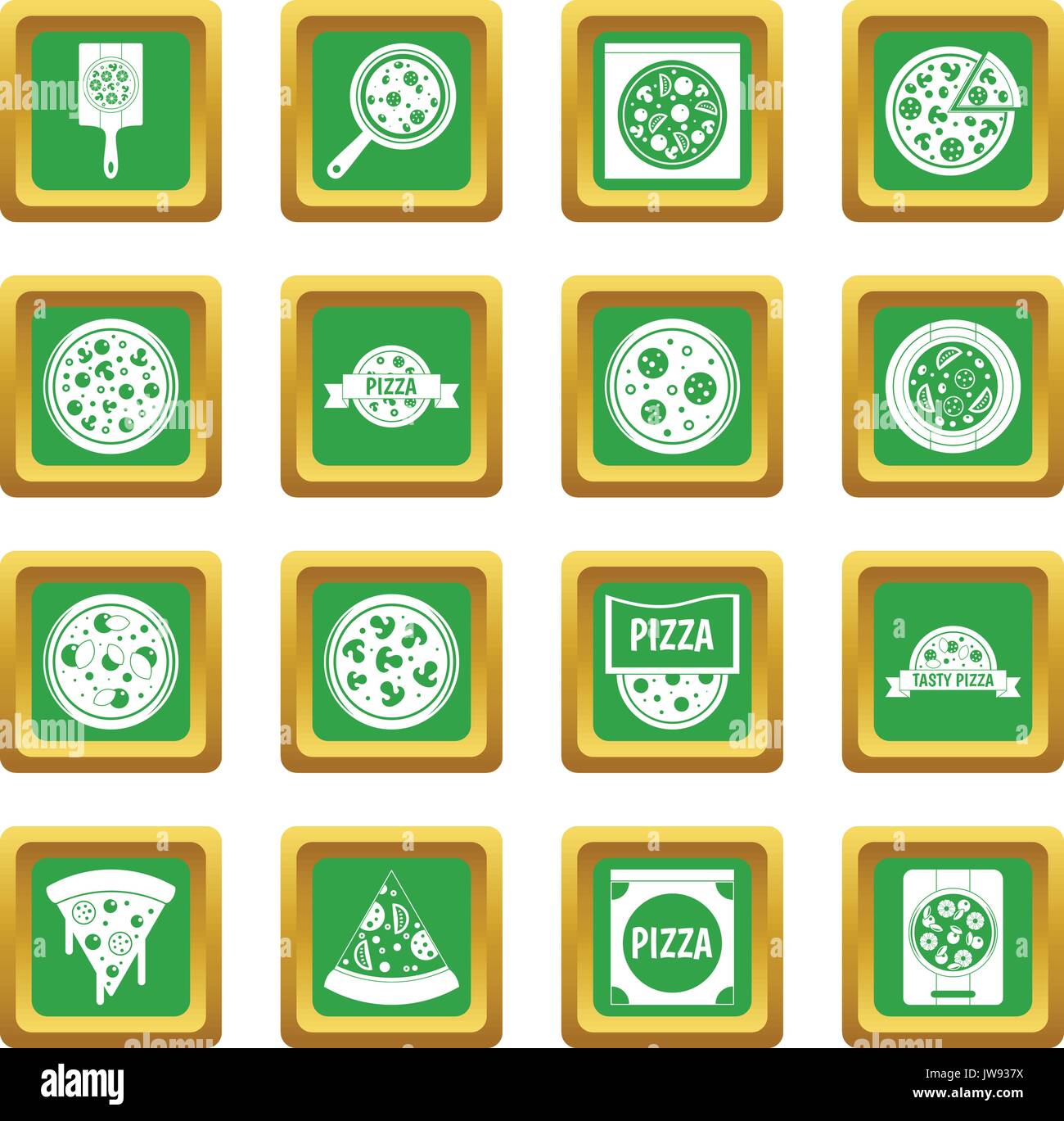 Pizza icons set green Stock Vector Image & Art - Alamy