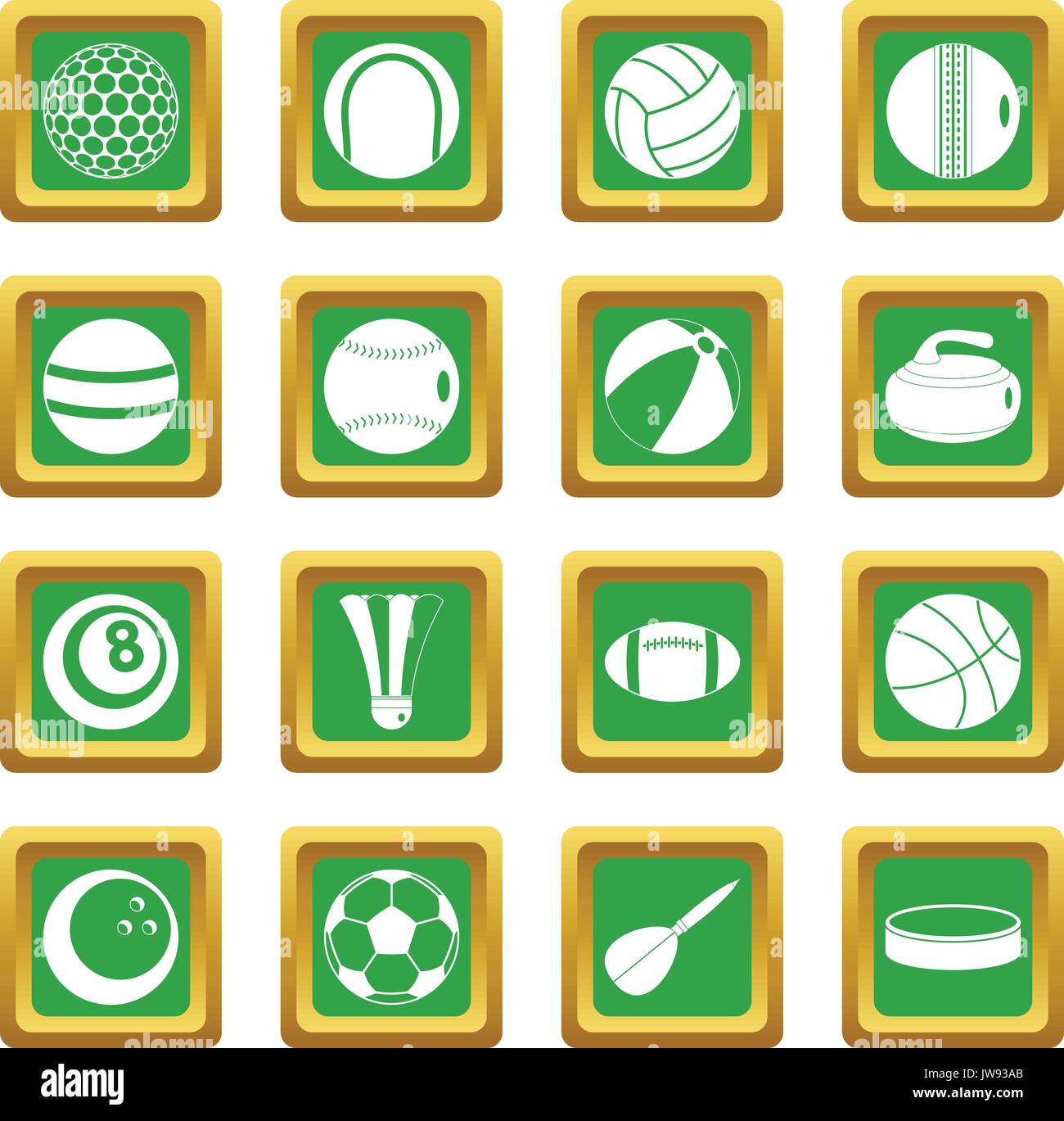 Sport balls icons set green Stock Vector Image & Art - Alamy