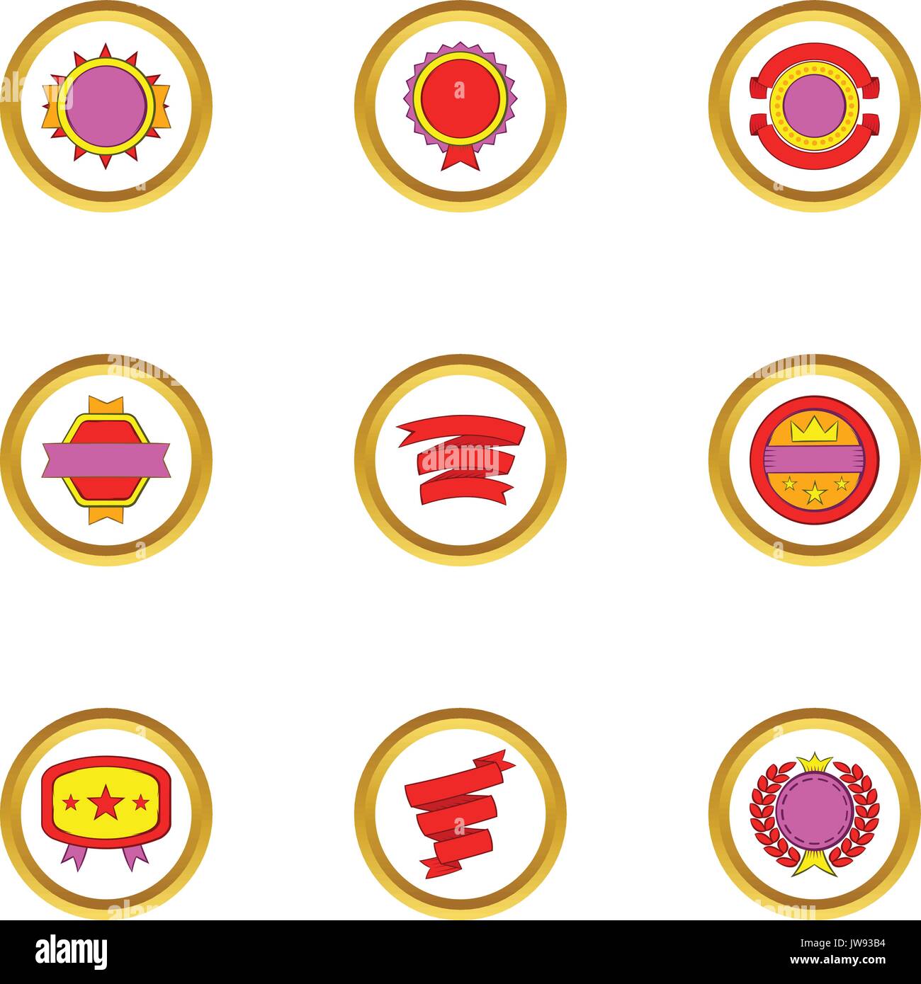 Banners and ribbons icons set, cartoon style Stock Vector Image & Art ...