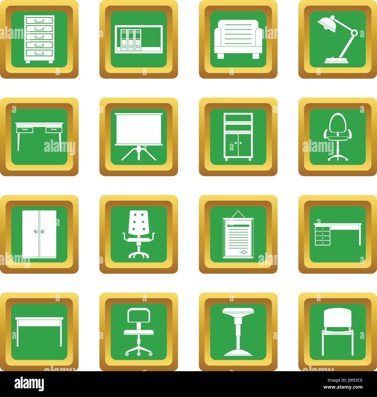 Office furniture icons set green Stock Vector Image & Art - Alamy