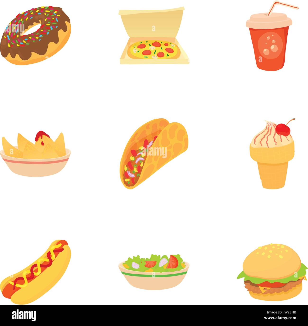 Snack icons set, cartoon style Stock Vector Image & Art - Alamy