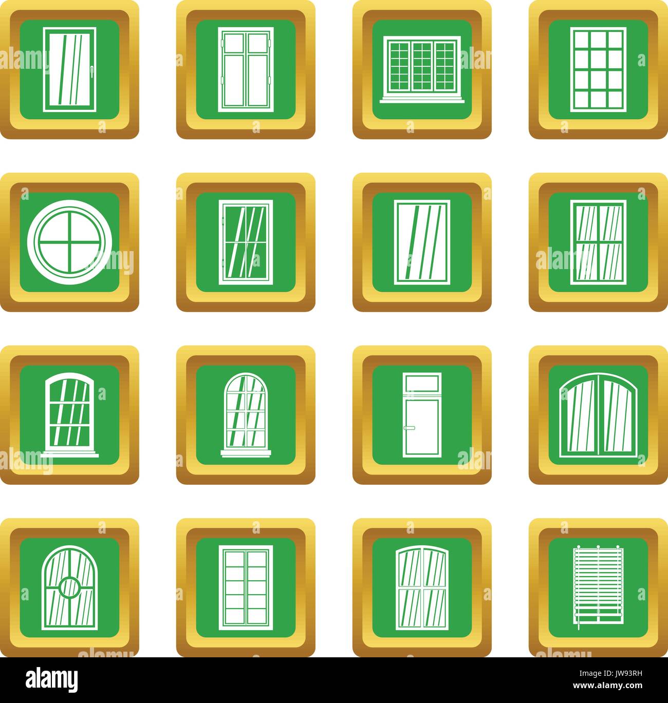 Plastic window forms icons set green Stock Vector Image & Art - Alamy