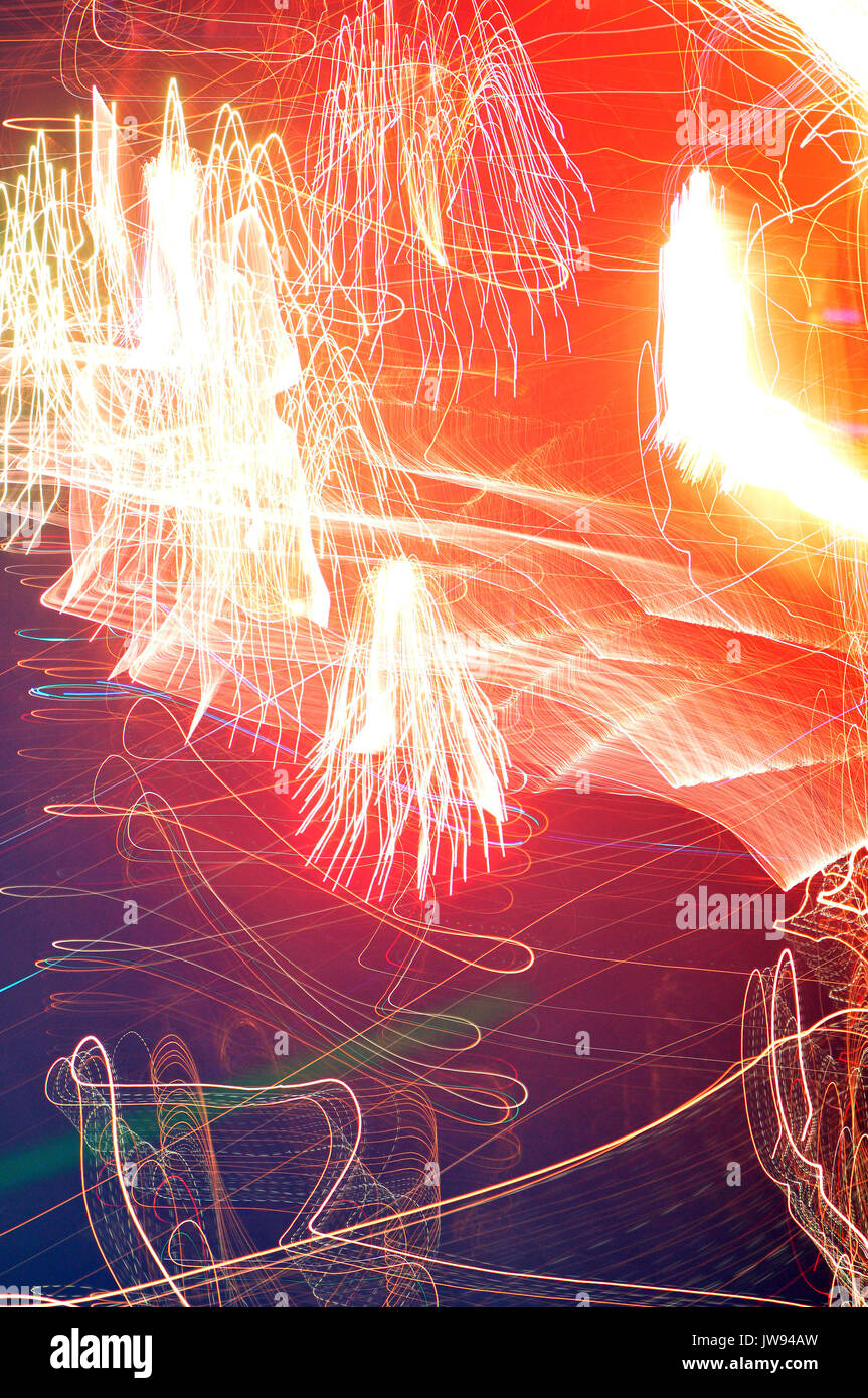 fireworks making light trails in the sky Stock Photo - Alamy