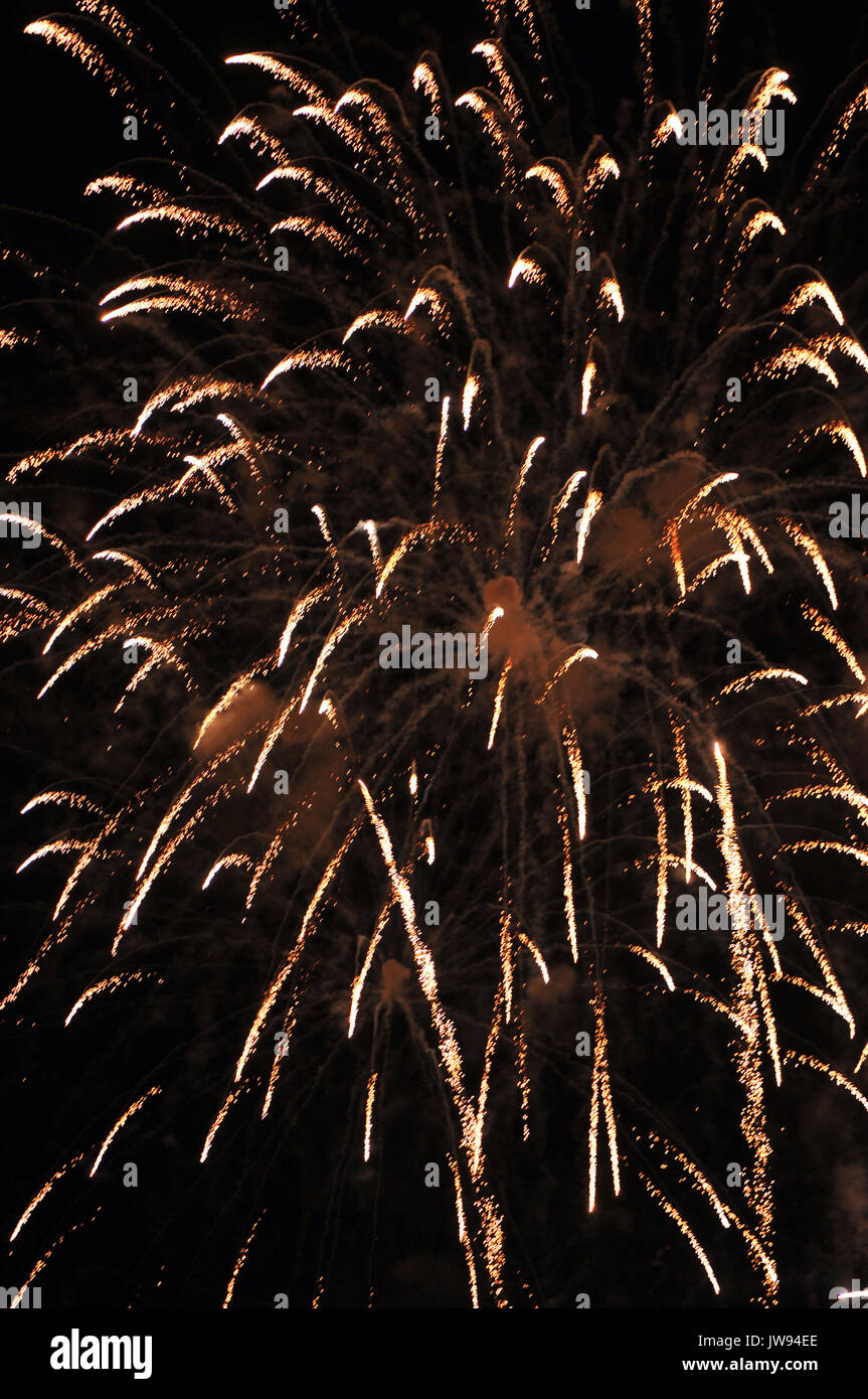 fireworks making light trails in the sky Stock Photo - Alamy