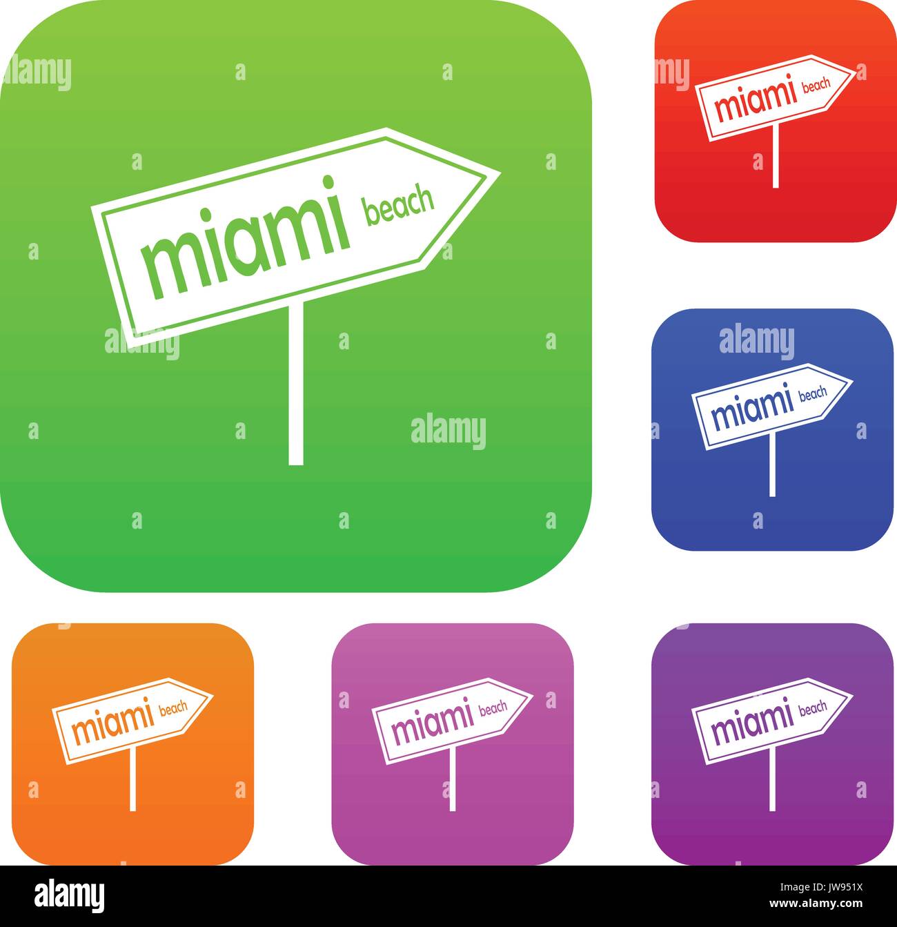 Miami arrow post sign set collection Stock Vector Image & Art - Alamy
