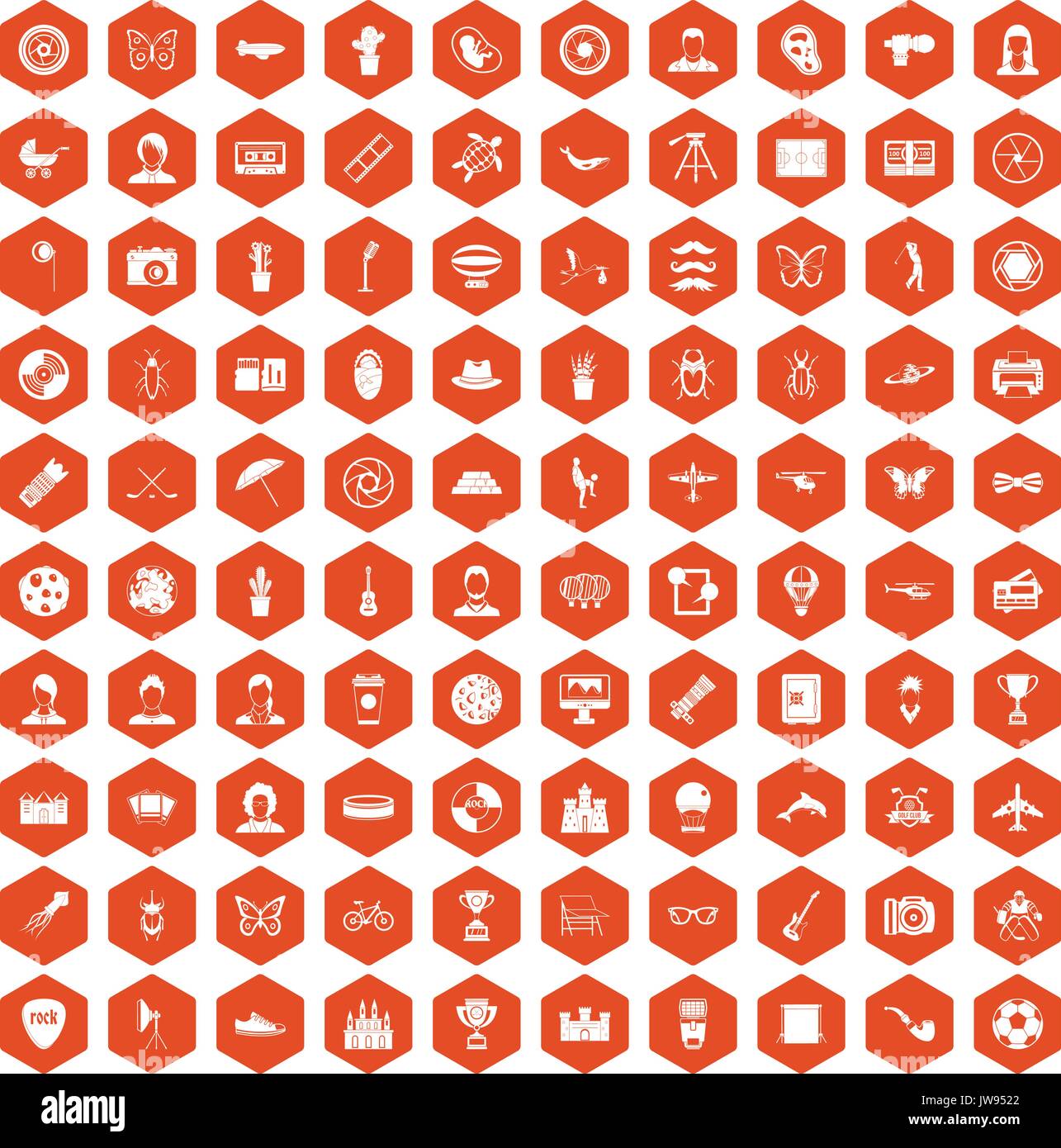 100 photo icons hexagon orange Stock Vector Image & Art - Alamy