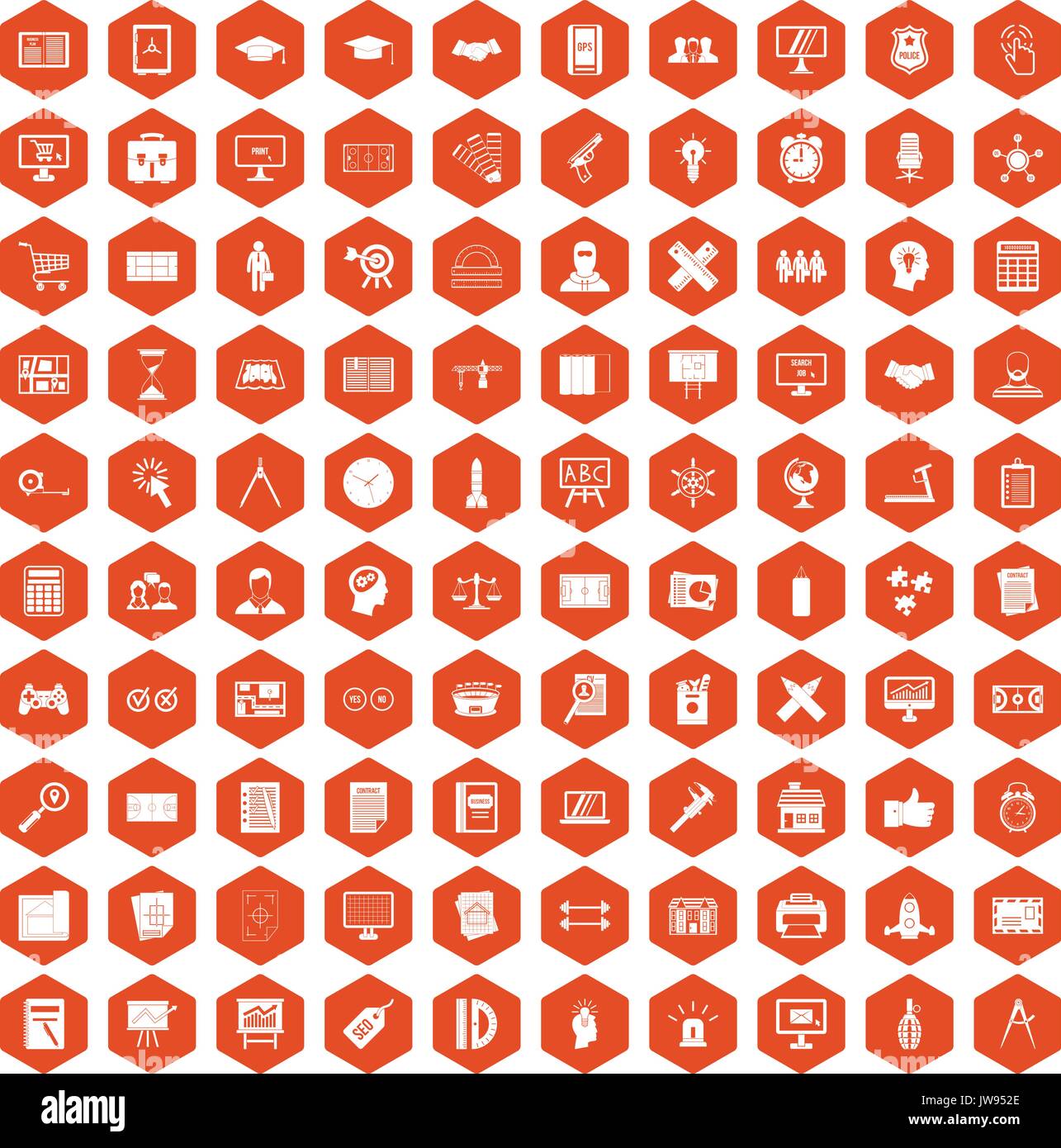 100 plan icons hexagon orange Stock Vector Image & Art - Alamy