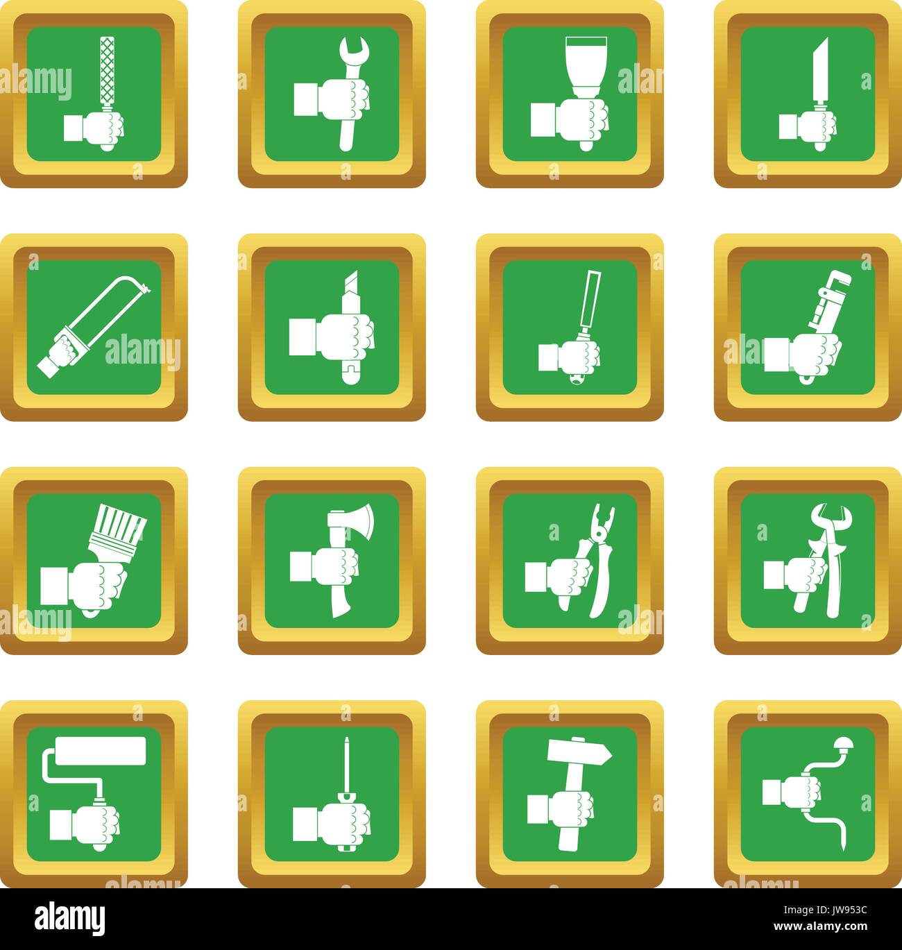 Hand tool icons set green Stock Vector Image & Art - Alamy