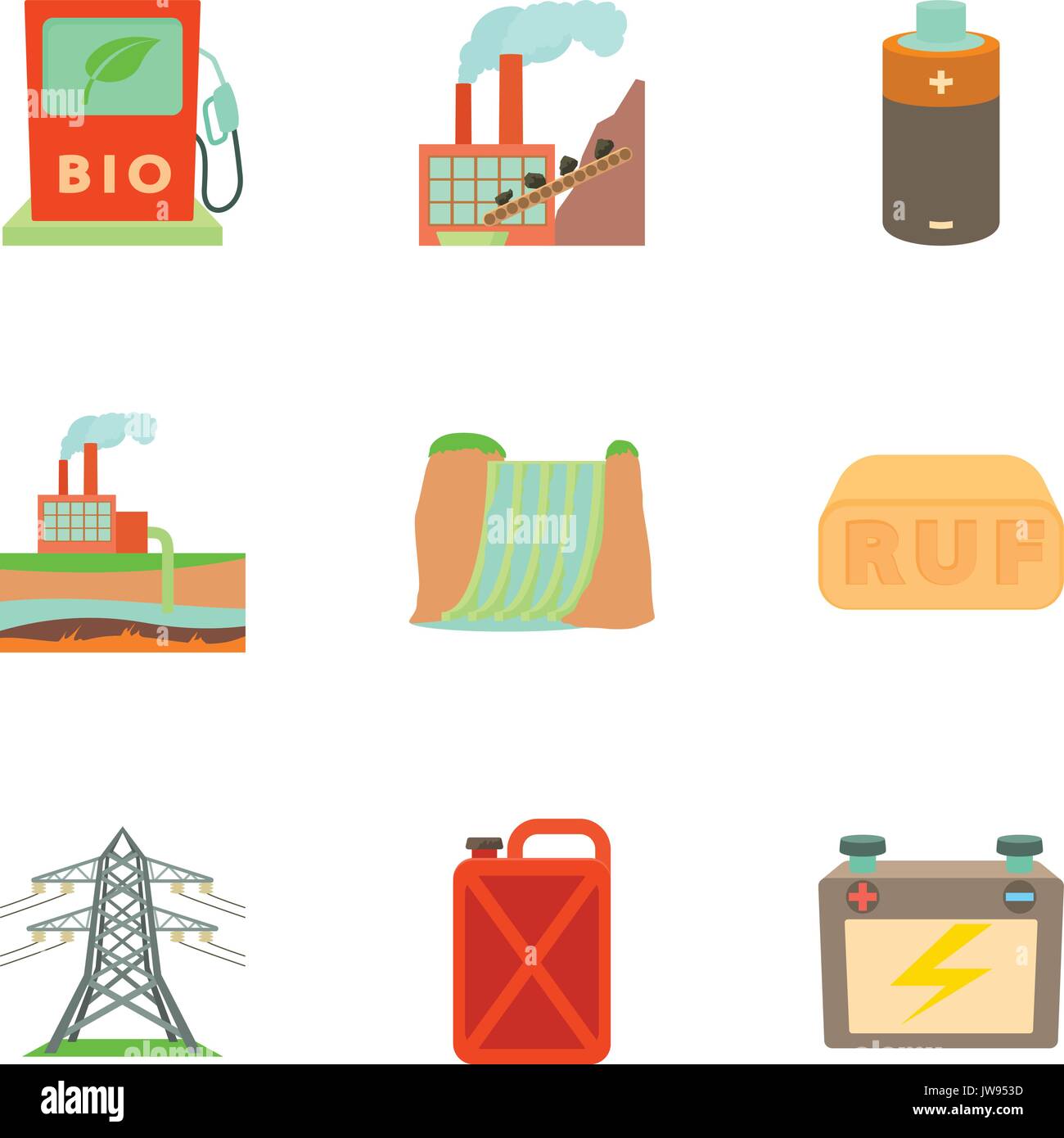 Eco energy icons set, cartoon style Stock Vector Image & Art - Alamy