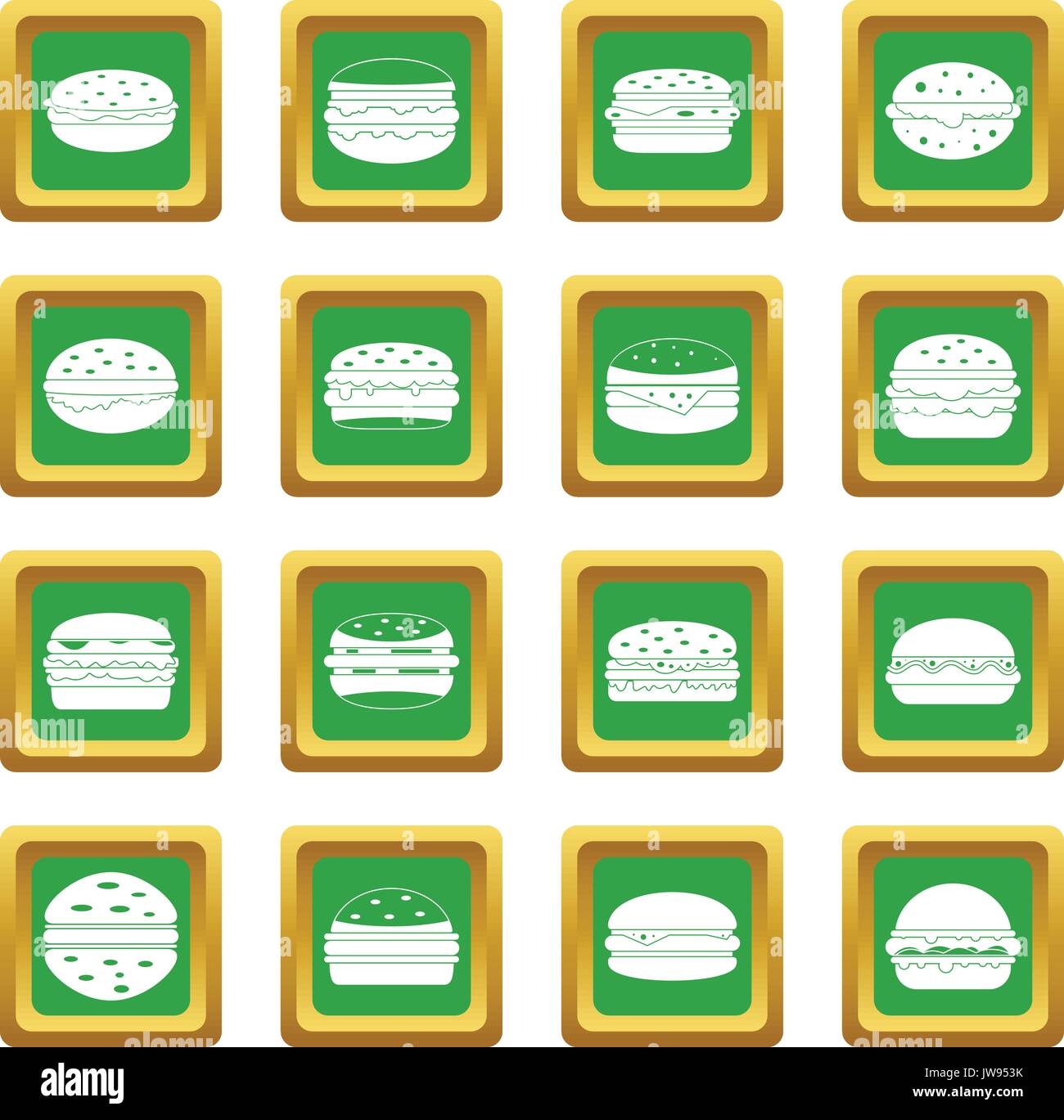 Burger icons set green Stock Vector Image & Art - Alamy