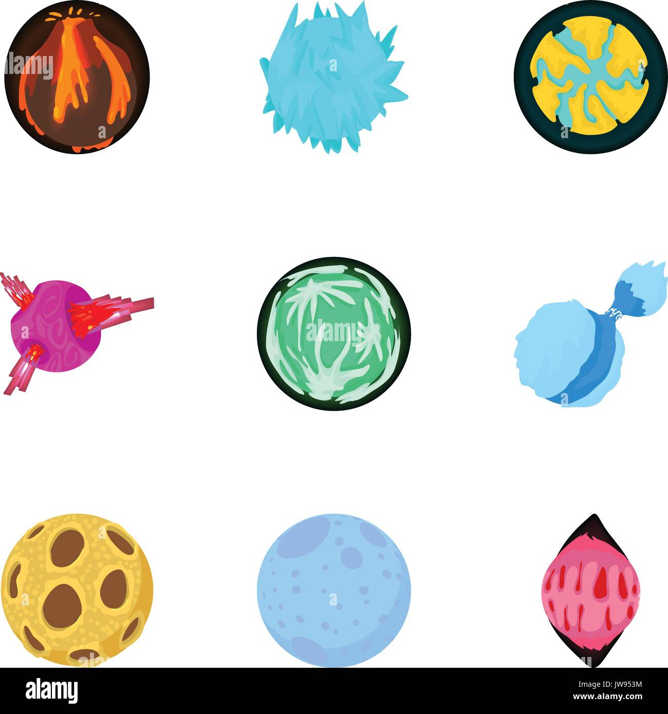 Alien world icons set, cartoon style Stock Vector Image & Art - Alamy