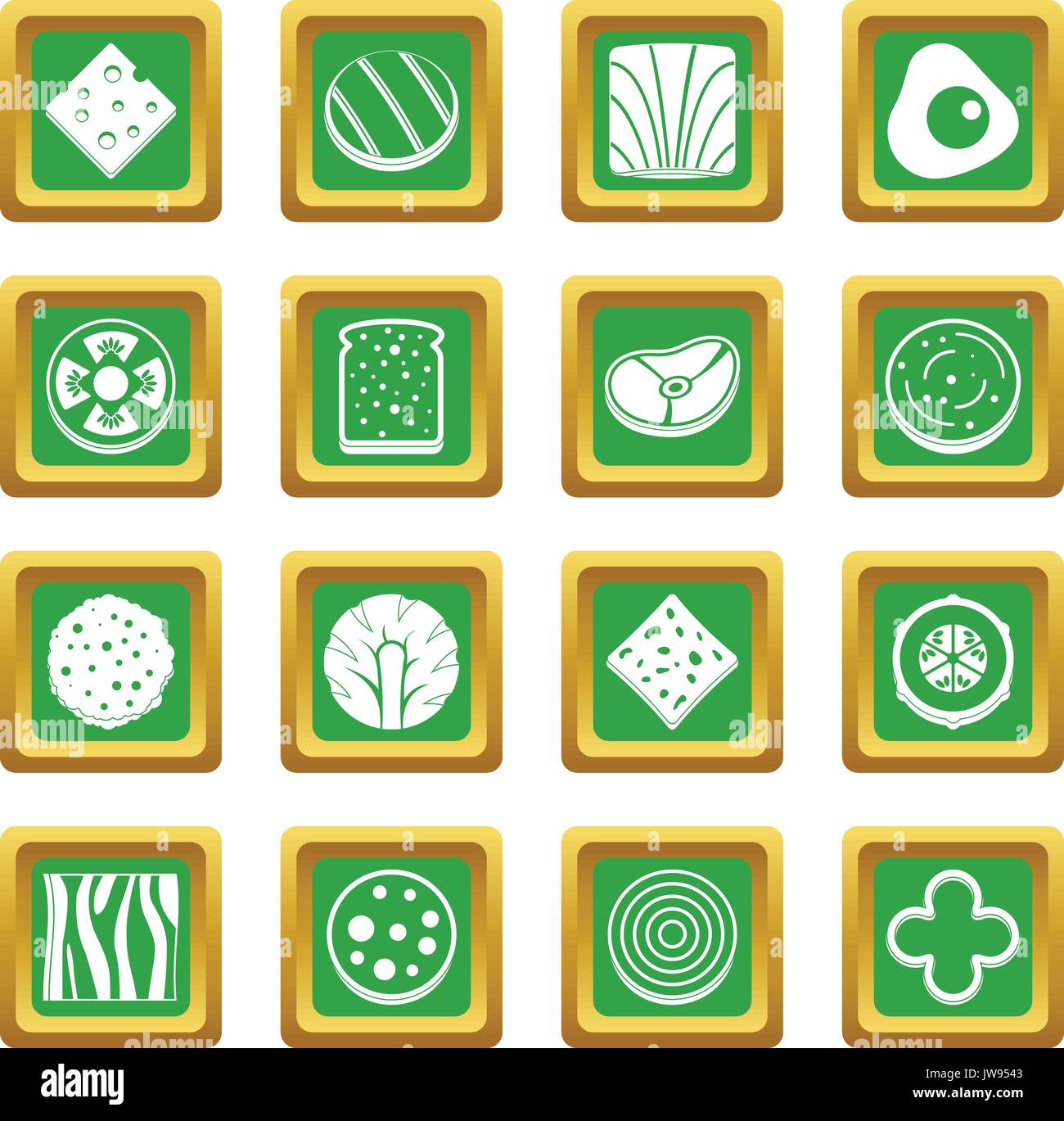 Slice food ingredient icons set green Stock Vector Image & Art - Alamy