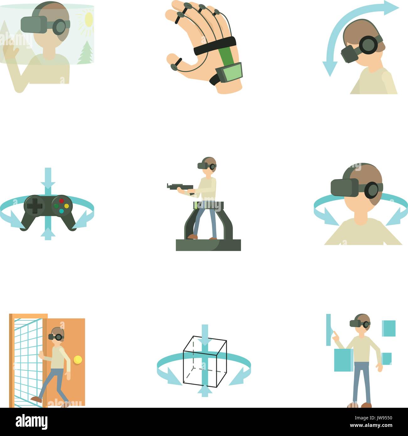 Virtual reality game icons set, cartoon style Stock Vector Image & Art ...