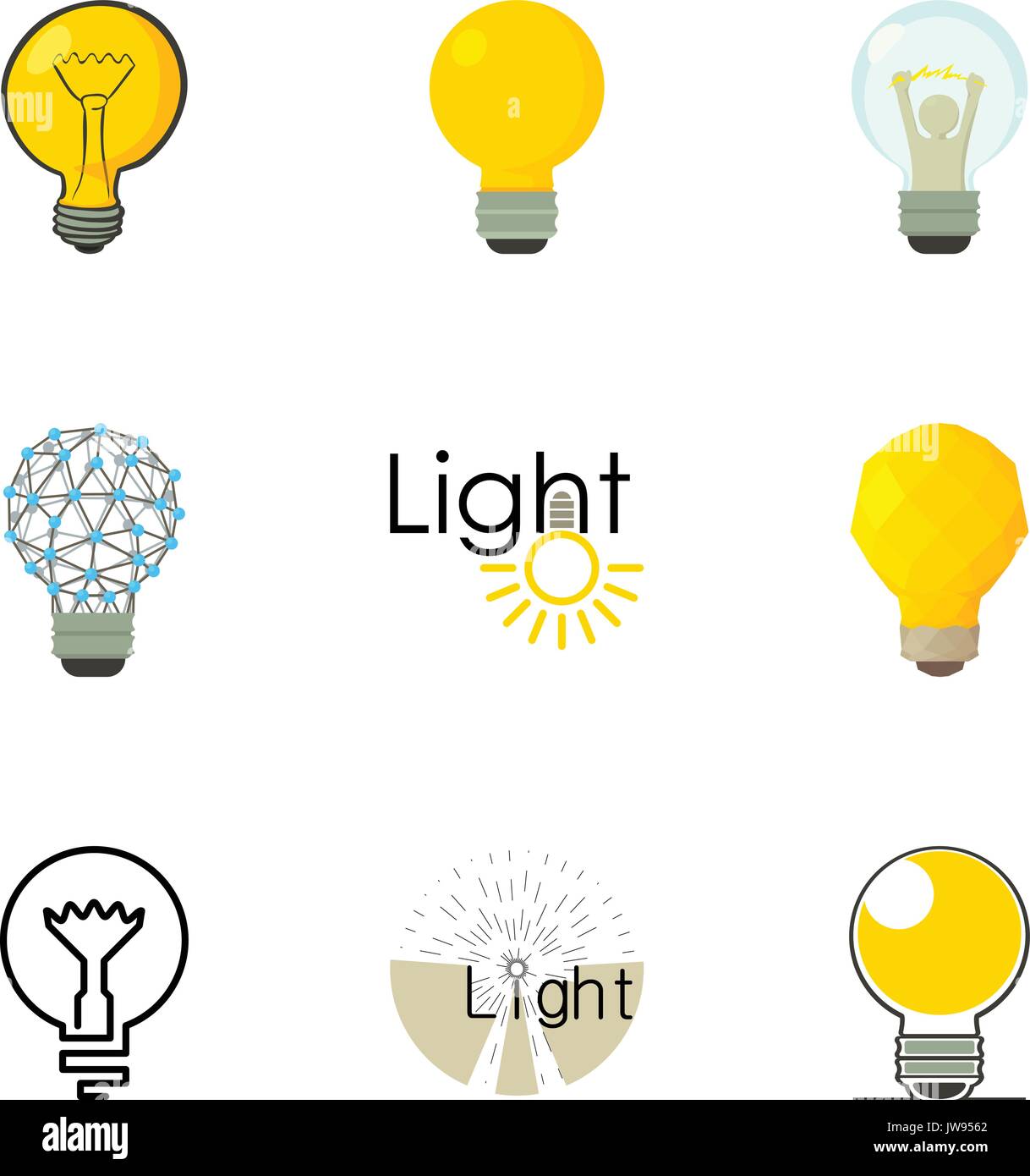 Different creative lightbulb icons set Stock Vector Image & Art - Alamy