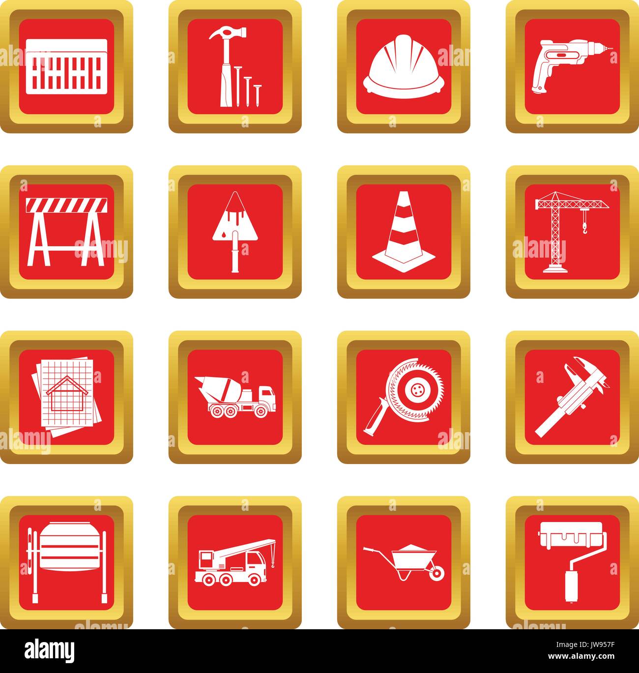 Architecture icons set red Stock Vector Image & Art - Alamy