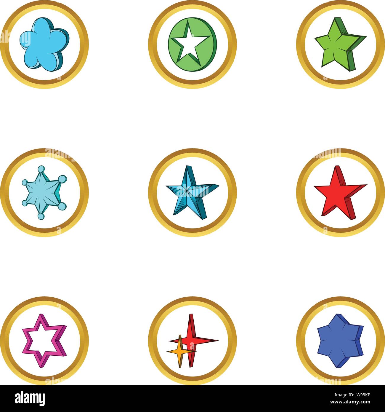 Creative star icons set, cartoon style Stock Vector Image & Art - Alamy