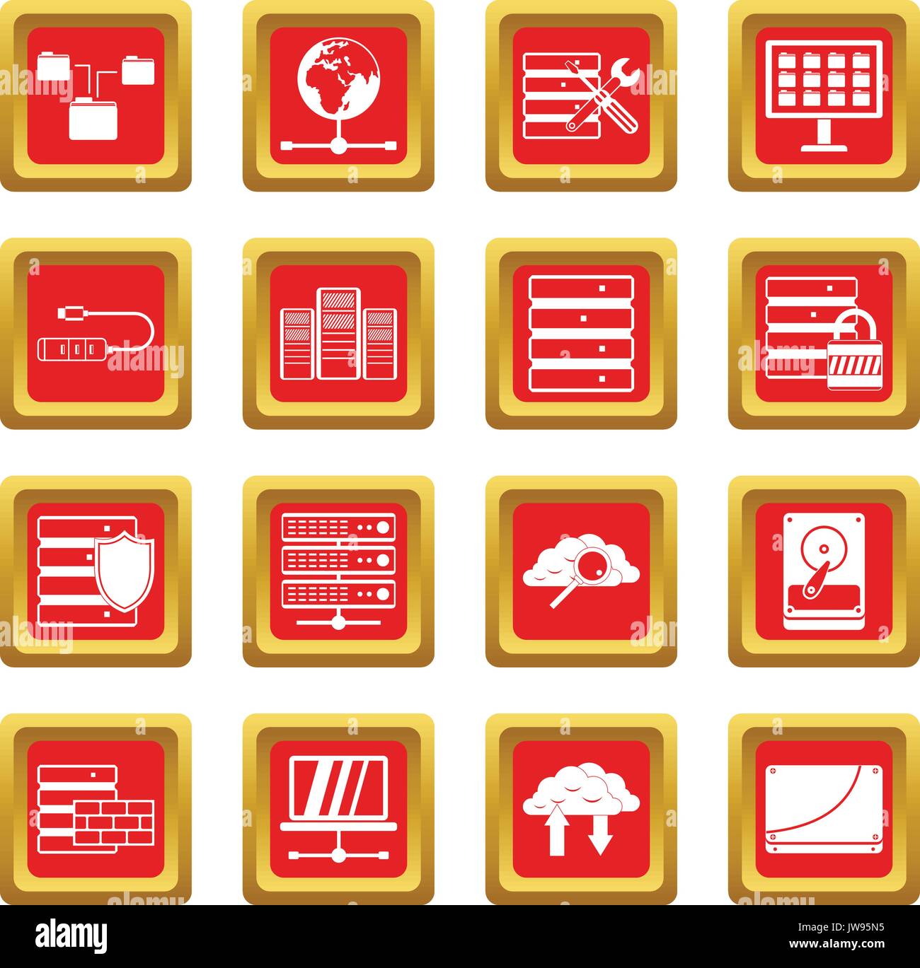 Database icons set red Stock Vector Image & Art - Alamy