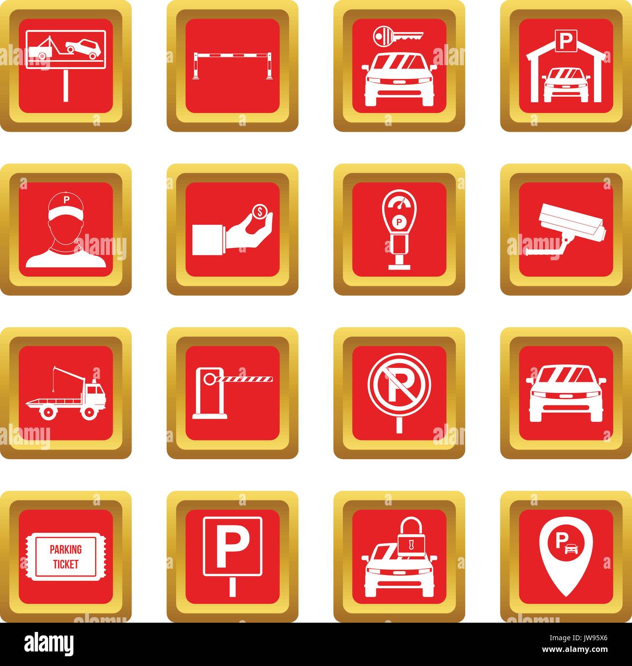 Parking set icons set red Stock Vector Image & Art - Alamy