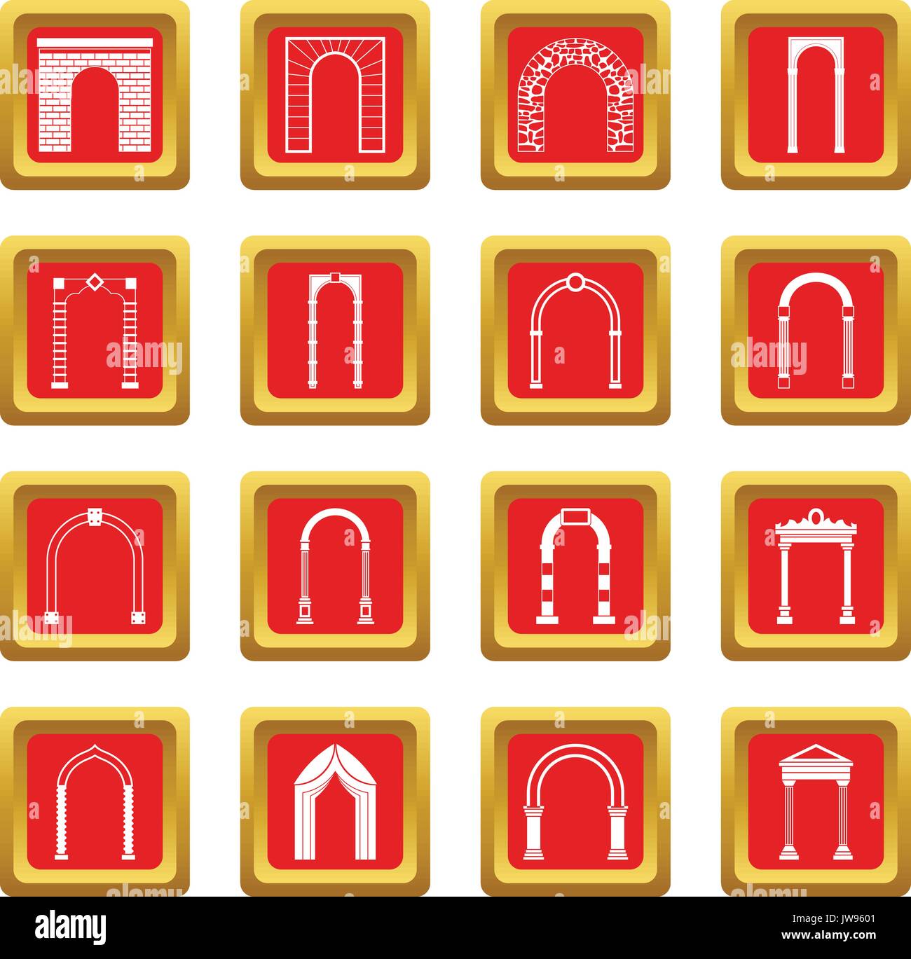 Arch set icons set red Stock Vector Image & Art - Alamy