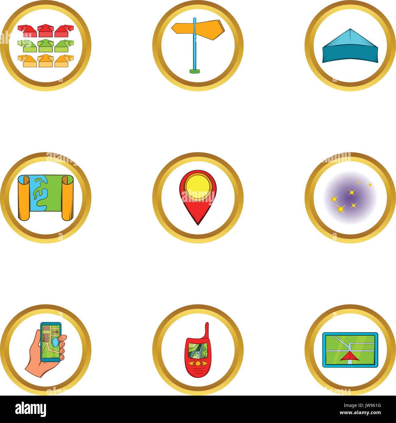 Navigator icons set, cartoon style Stock Vector Image & Art - Alamy