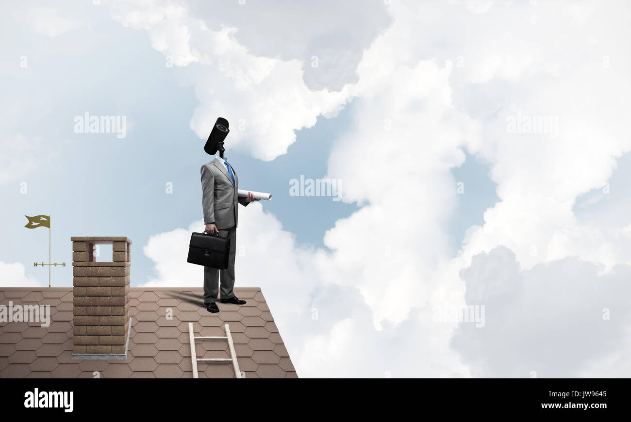 Concept of home security and privacy protection with camera head Stock ...