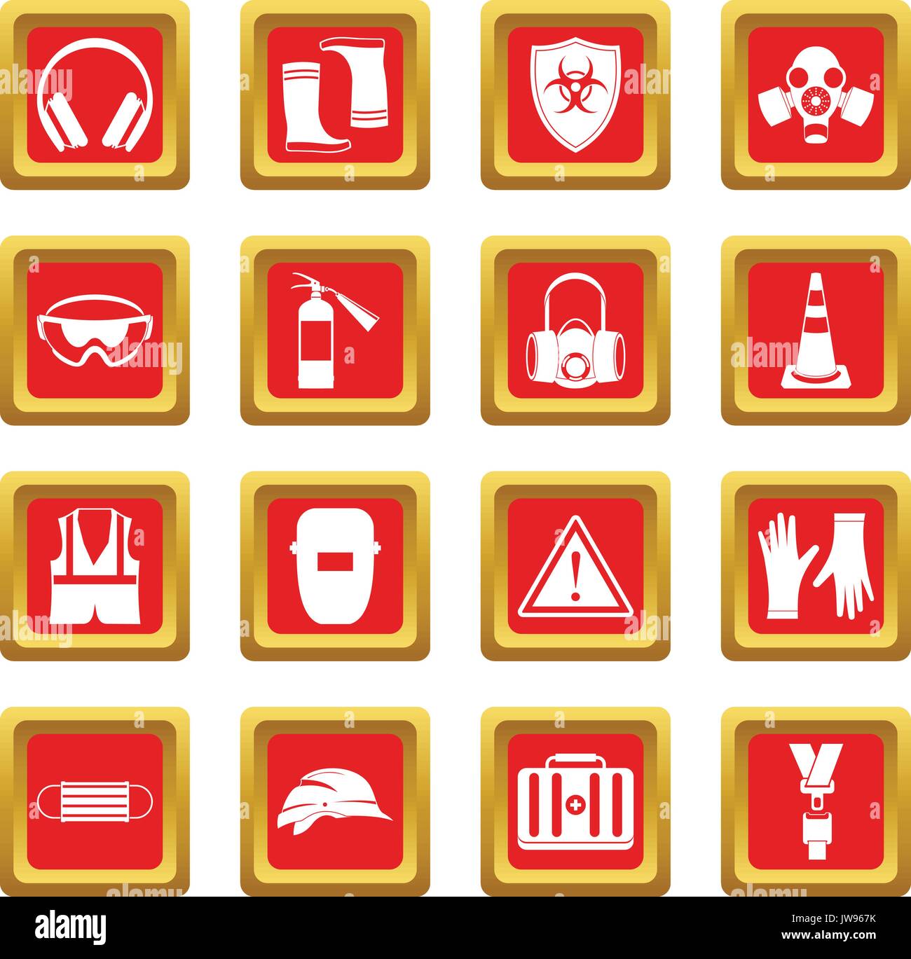 Safety icons set red Stock Vector Image & Art - Alamy