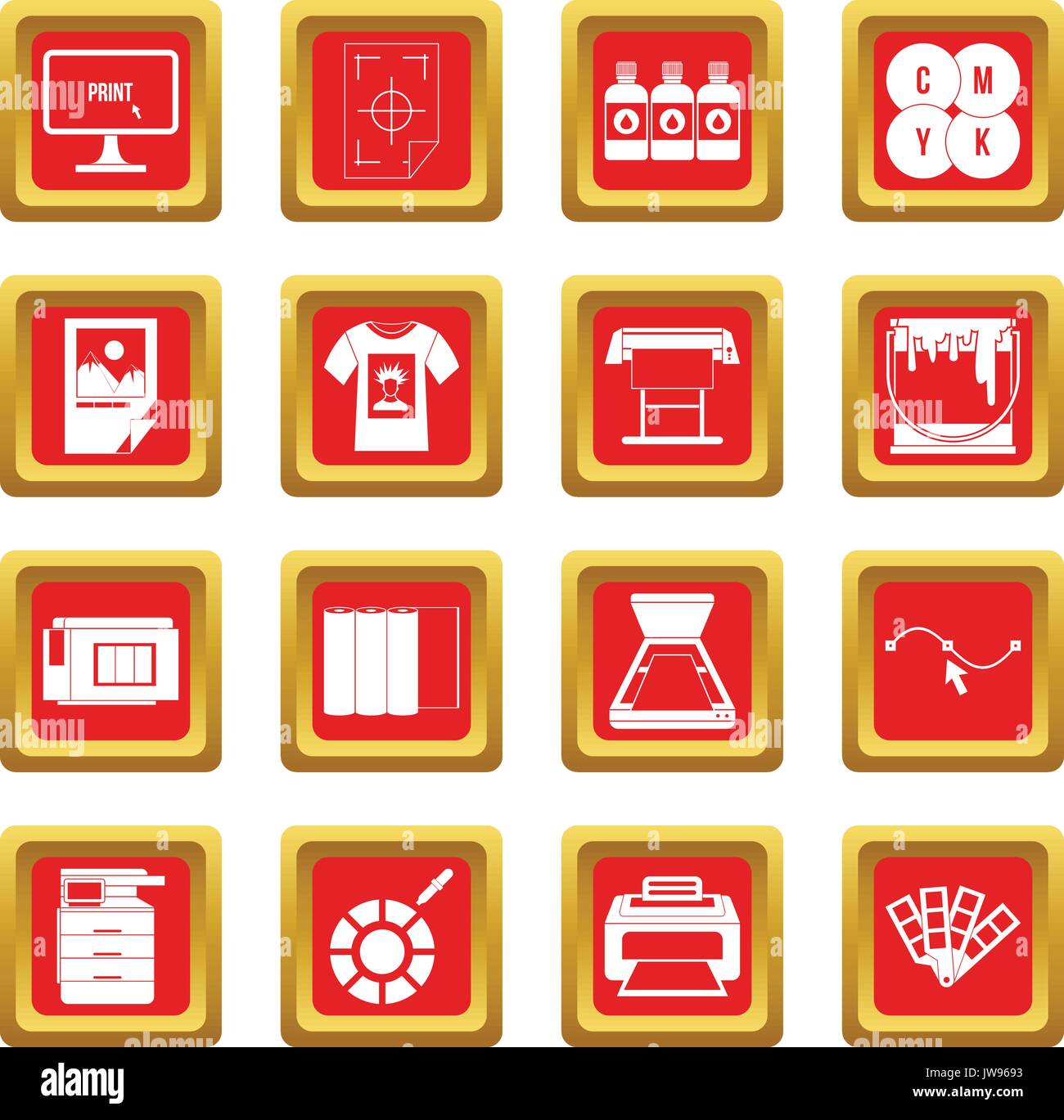 Printing icons set red Stock Vector Image & Art - Alamy