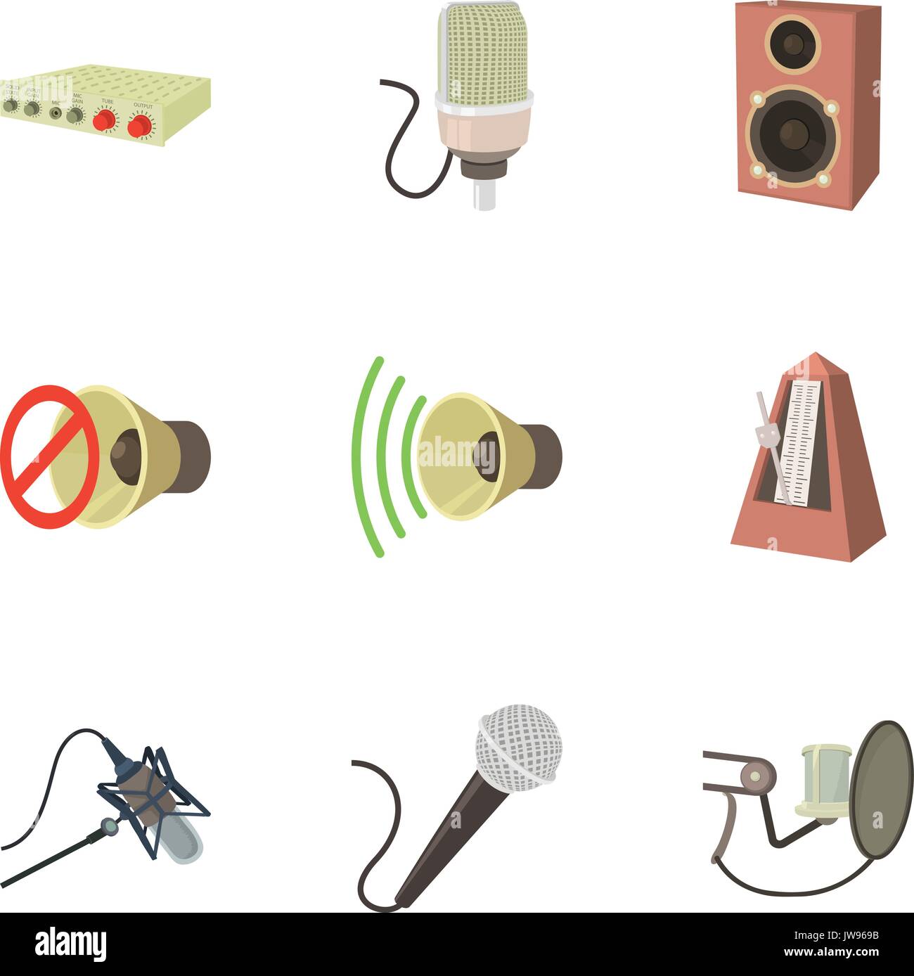 Music studio equipment icons set, cartoon style Stock Vector Image ...