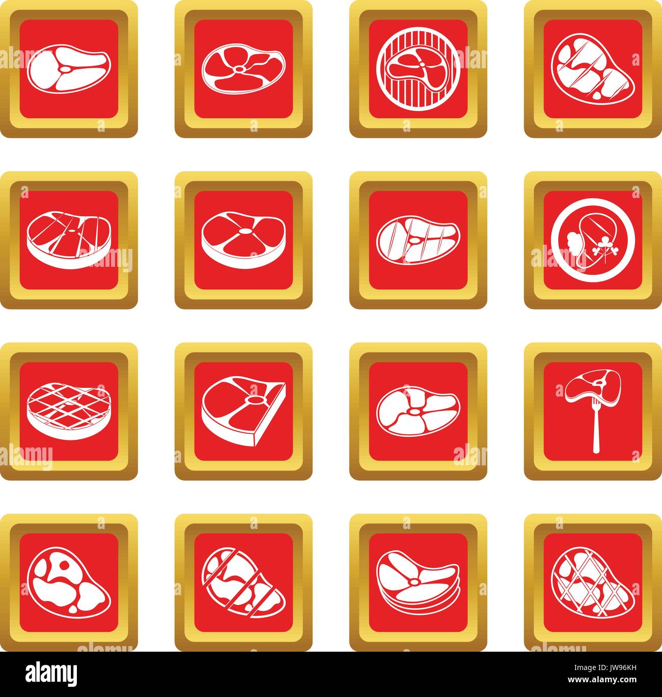 Steak icons set red Stock Vector Image & Art - Alamy