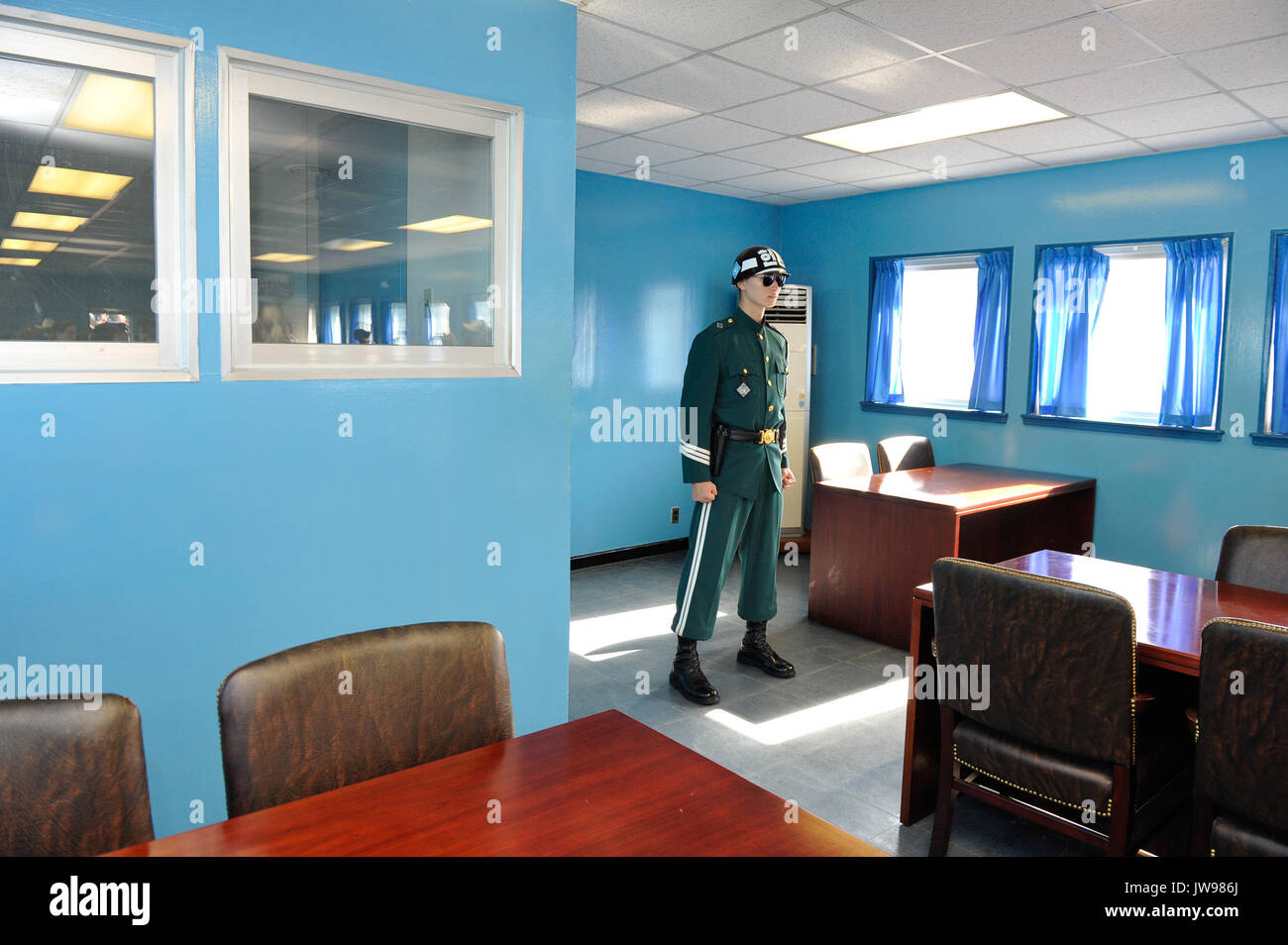 A South Korean soldier guards the door to North Korea in an UNO barrack ...
