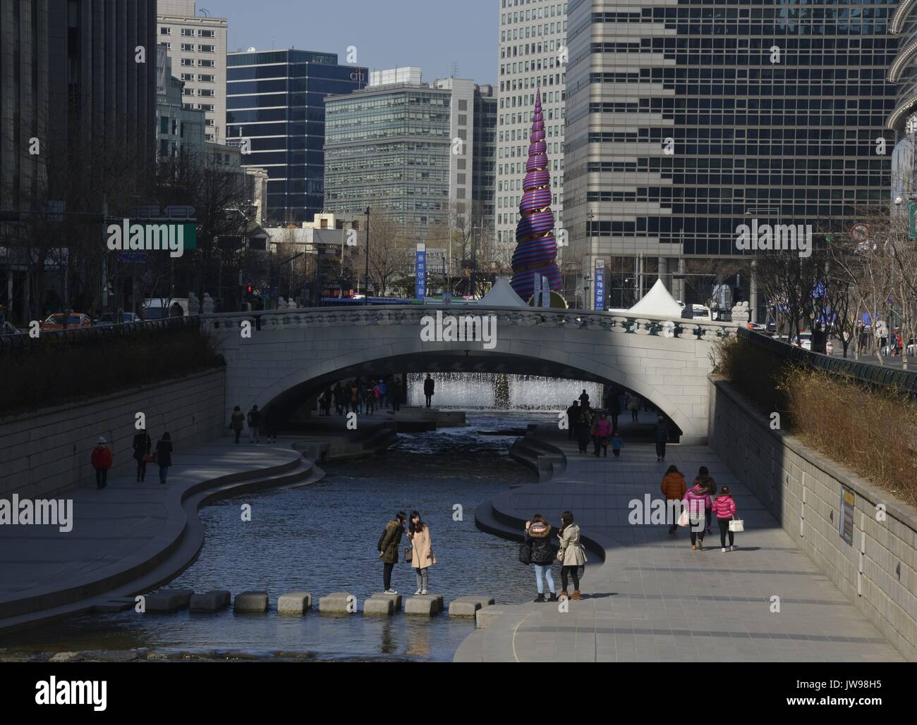 The Cheonggyecheon Stream was once under concrete but was redesigned as ...
