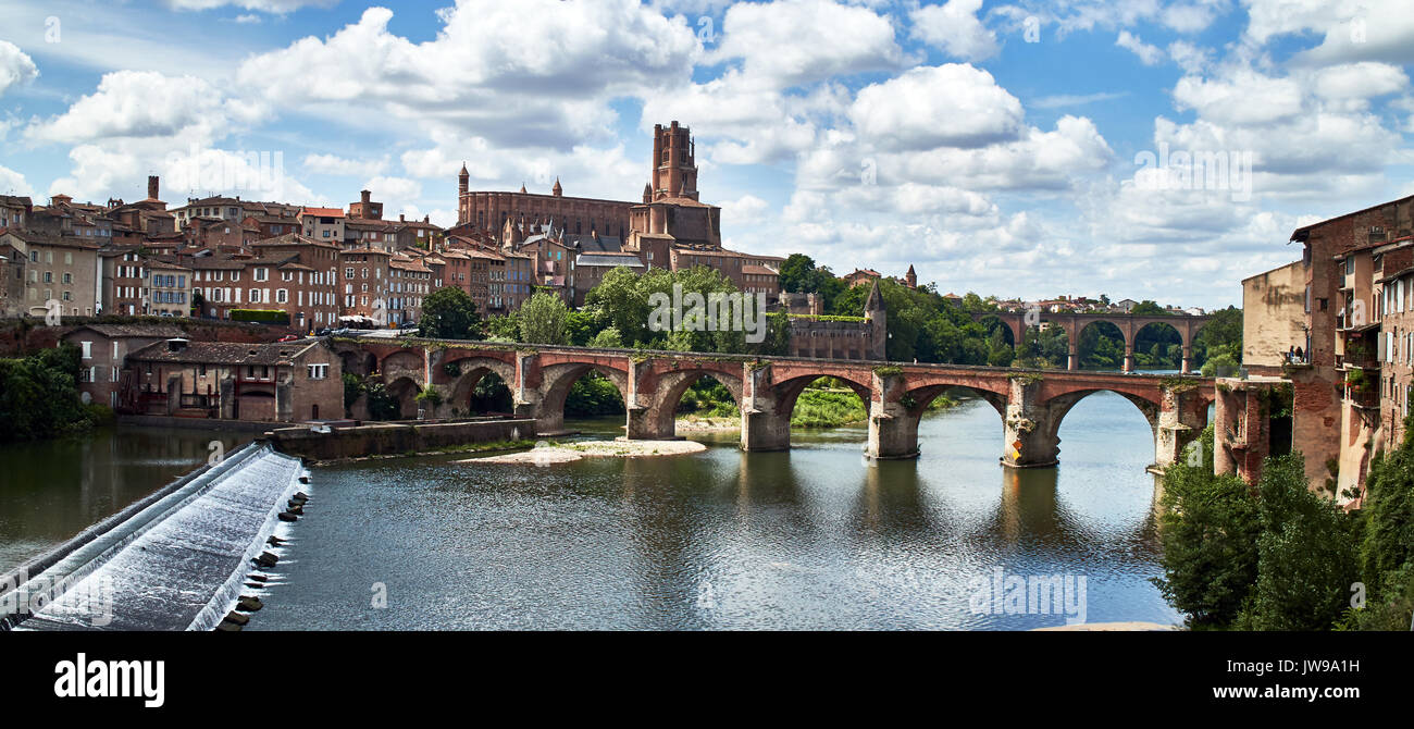 Europe, France, Occitanie,Tarn, Albi city, Old bridge and Tarn river ...