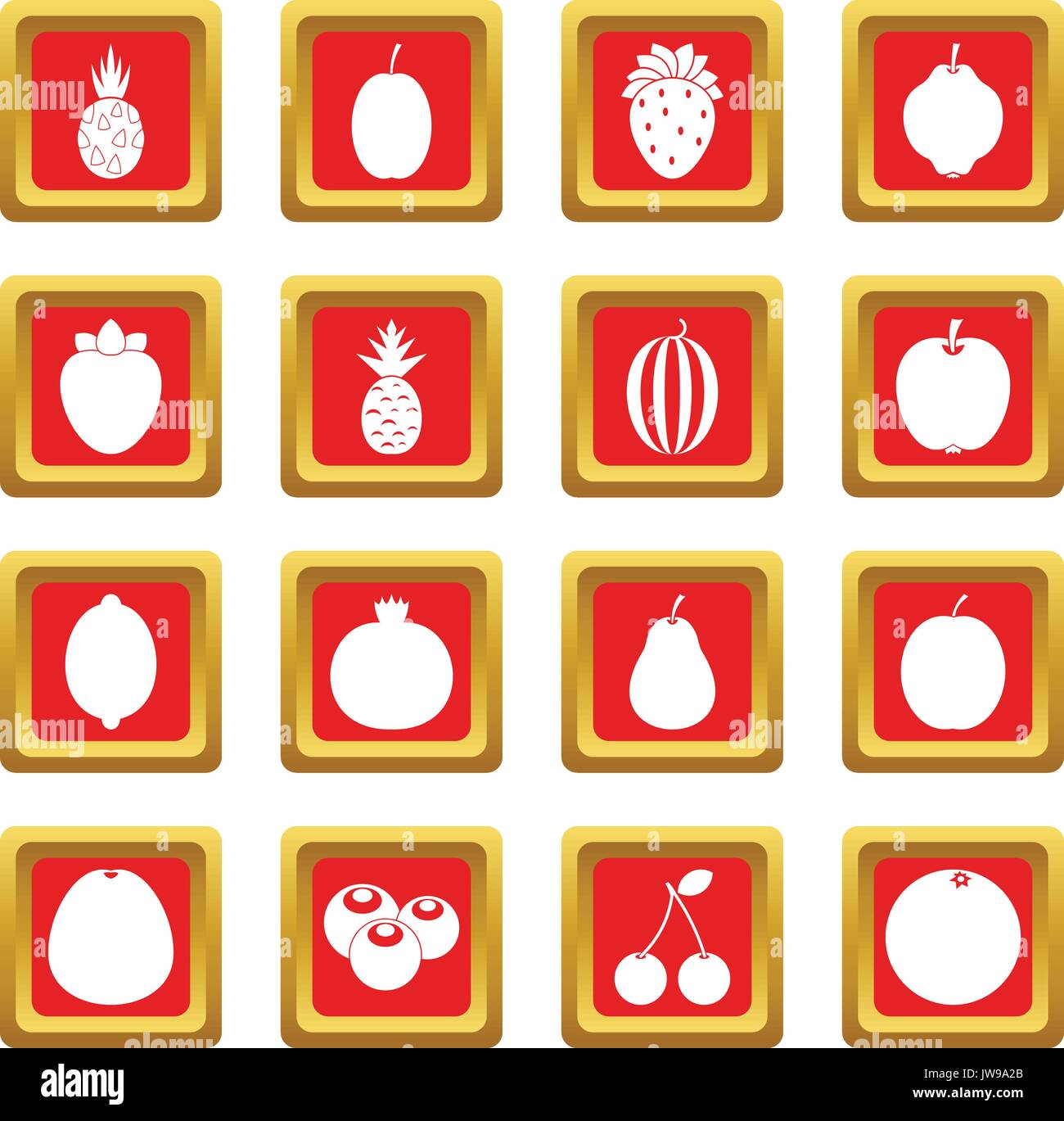 Fruit icons set red Stock Vector Image & Art - Alamy