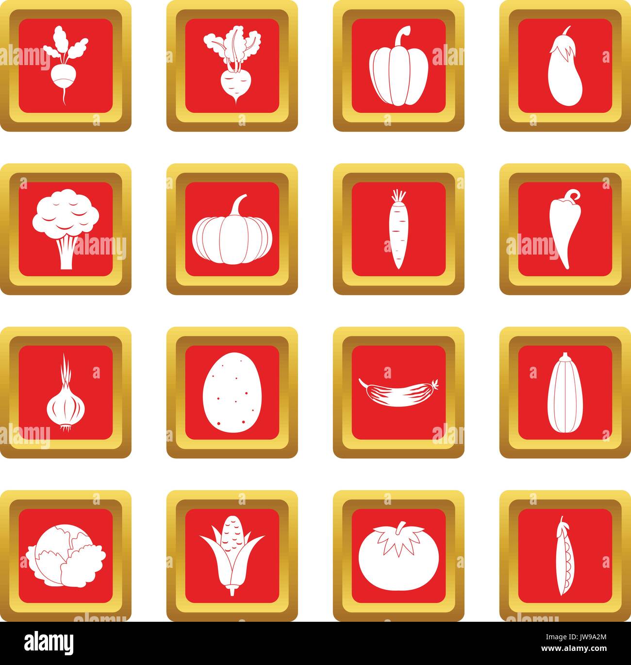 Vegetables icons set red Stock Vector Image & Art - Alamy