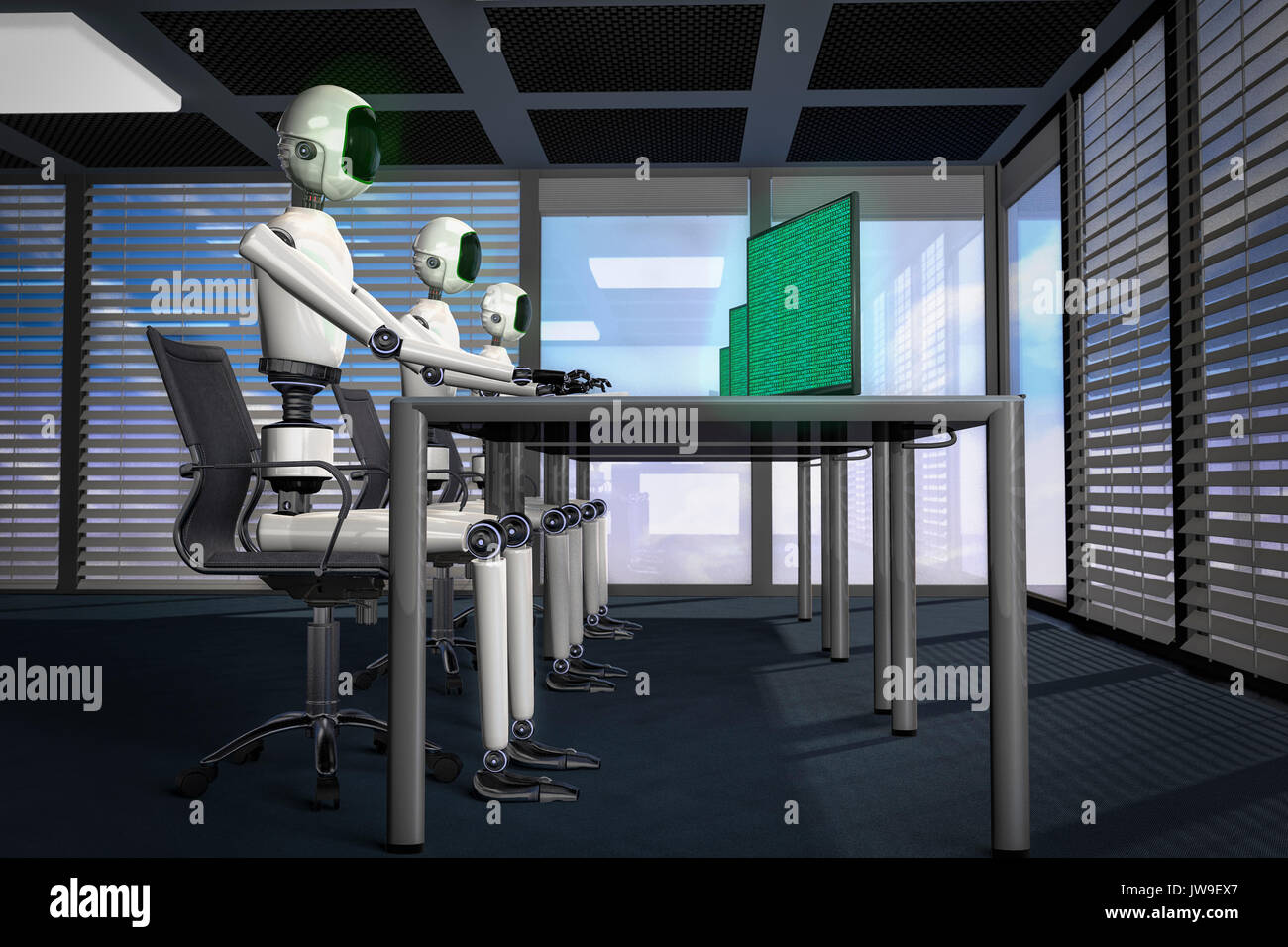 We are the robot, robot in data processing (3d rendering Stock Photo ...