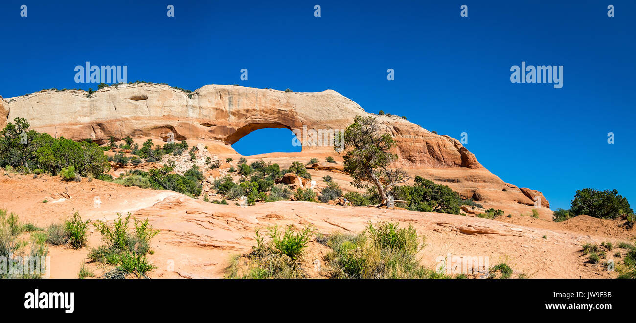 Located outside of Moab, Utah is a natural bridge that has formed ...