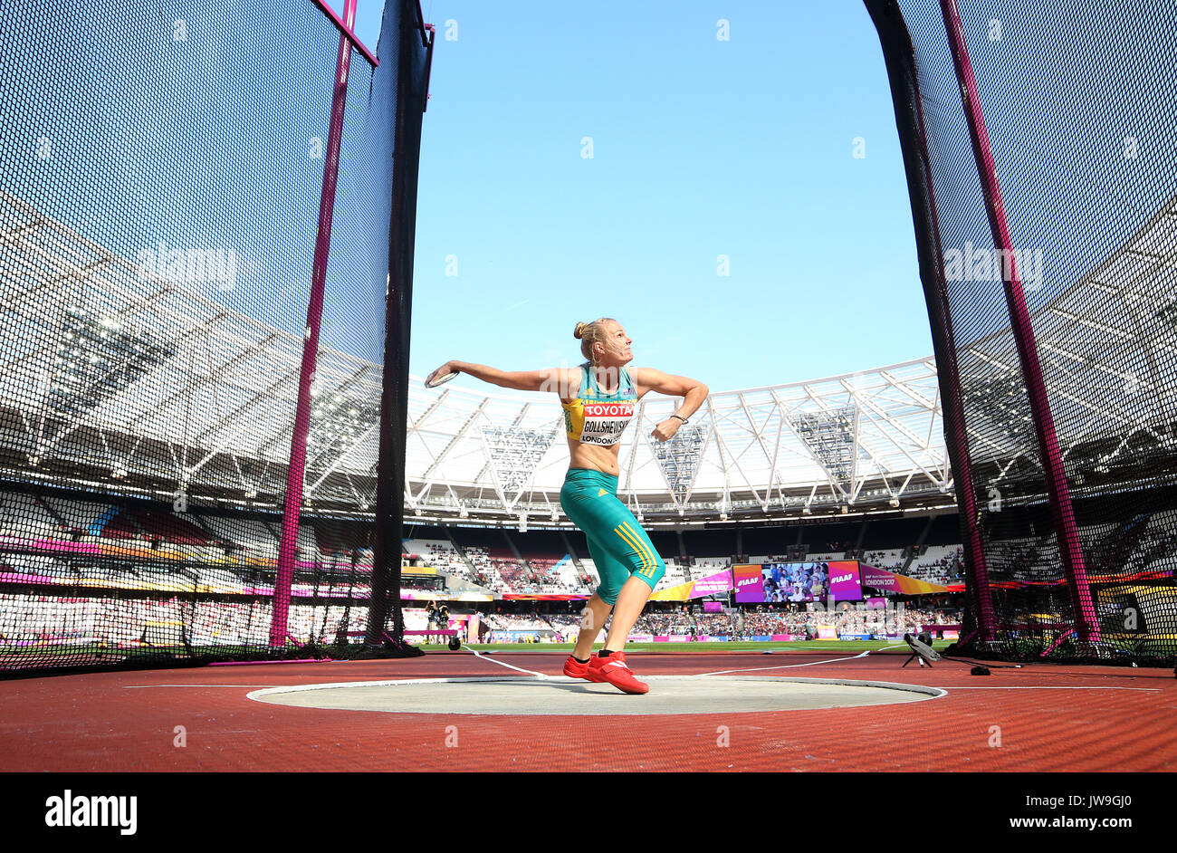 Australia's Taryn Gollshewsky competes in the Women's Discus Throw ...