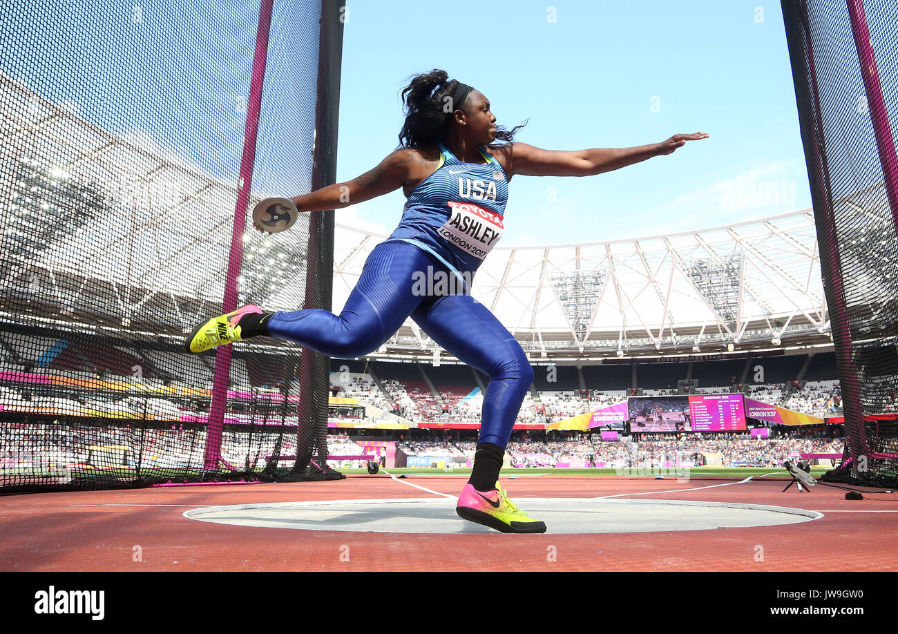 USA's Whitney Ashley competes in the Women's Discus Throw Qualifying ...