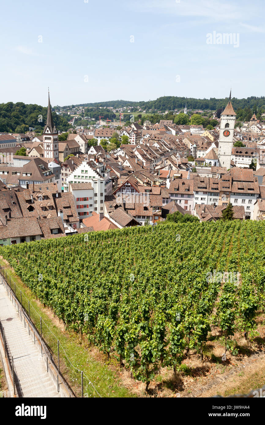View over medieval Old Town of Schaffhausen, Switzerland Stock Photo ...