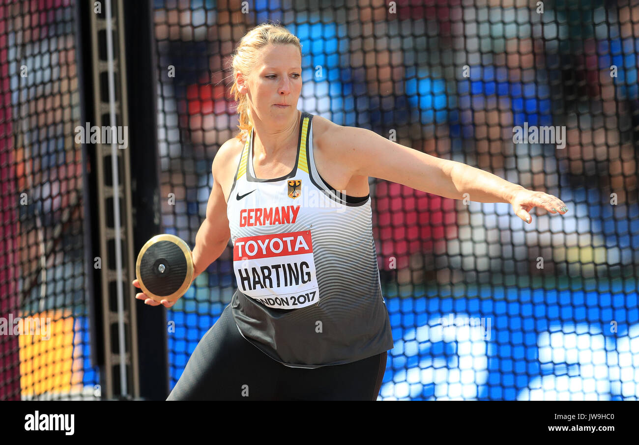 Germany's Julia Harting competes in the Women's Discus Throw Qualifying ...