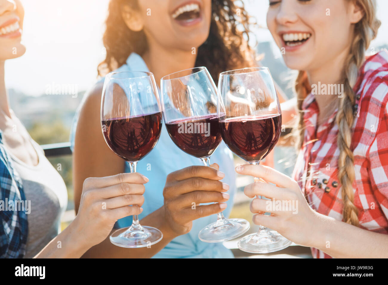 Group of people having barbecue party communication Stock Photo - Alamy