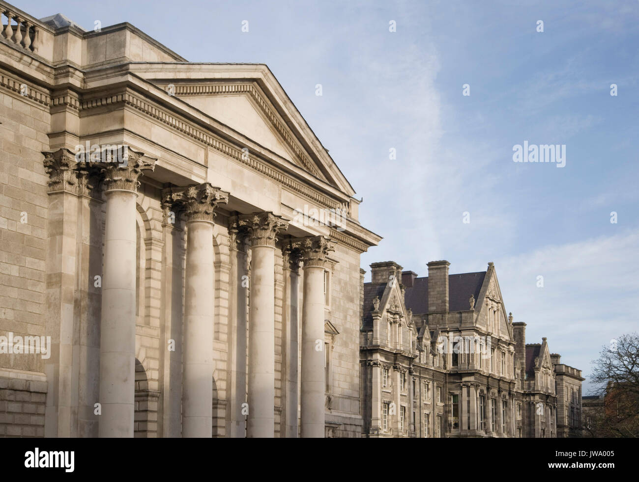Architectural detail inside the grounds of Trinity College in Dublin ...